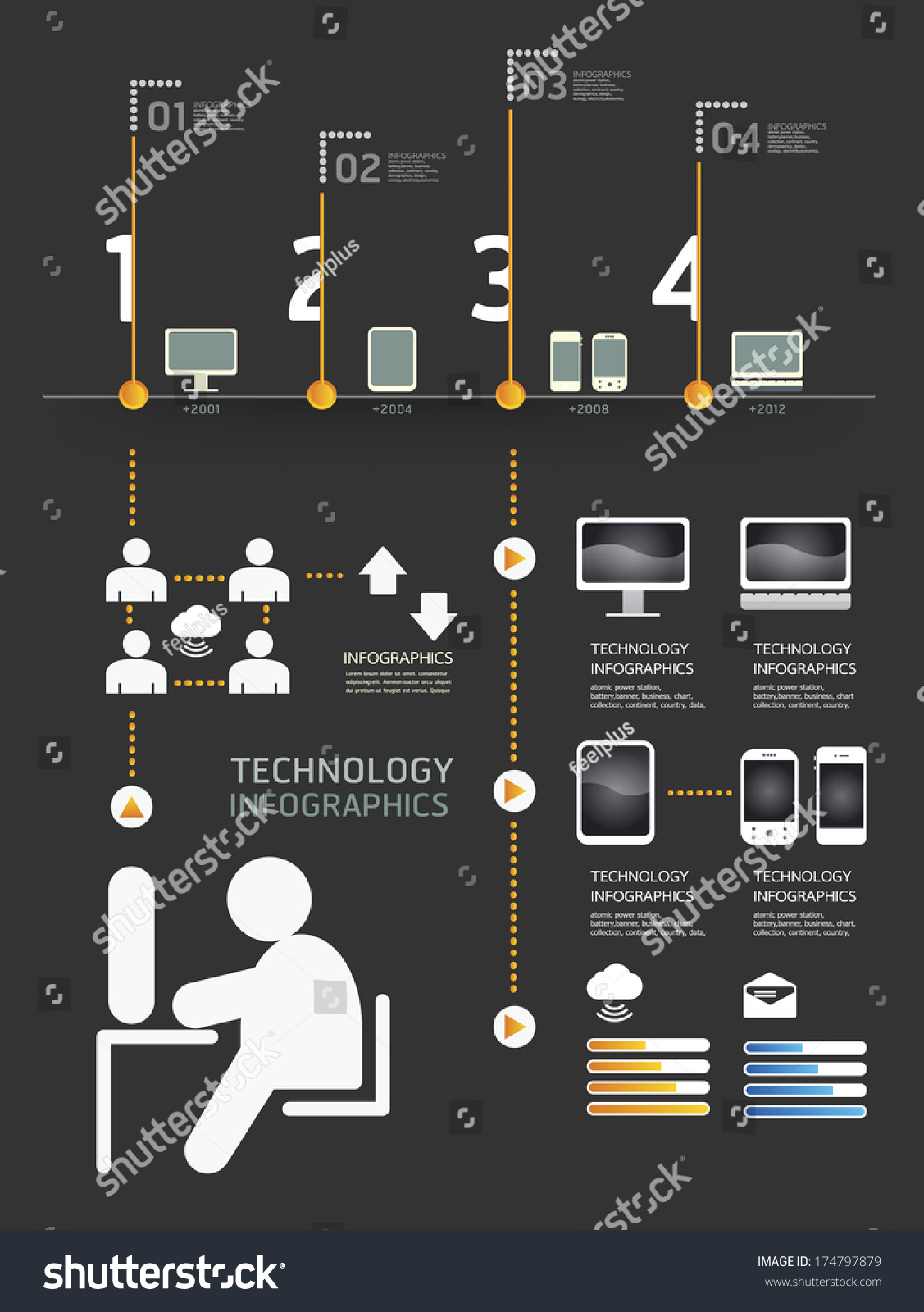 Infographics Set Information Technology Graphics Vector Stock Vector ...