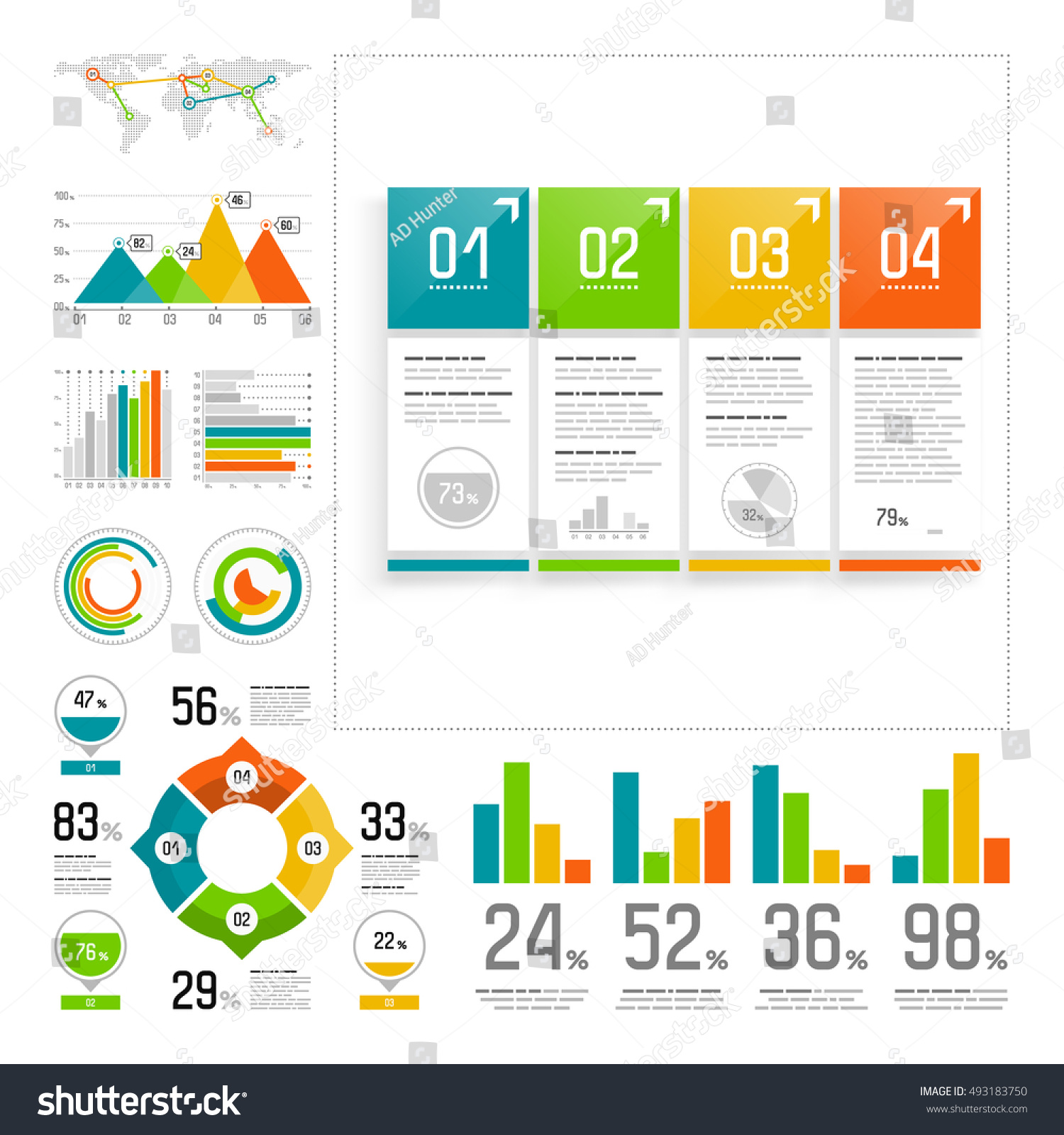 Infographics Set Color Elements Vector Information: vector de stock ...