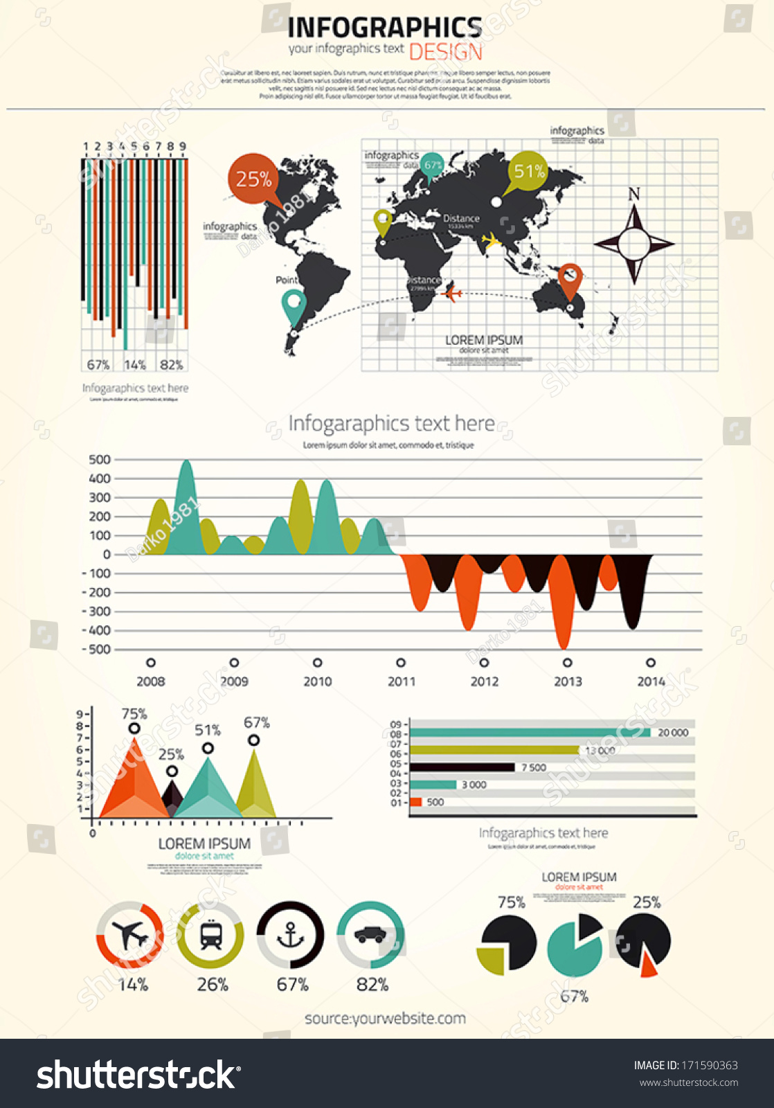 Infographics Set World Map Information Graphics Stock Vector (Royalty ...