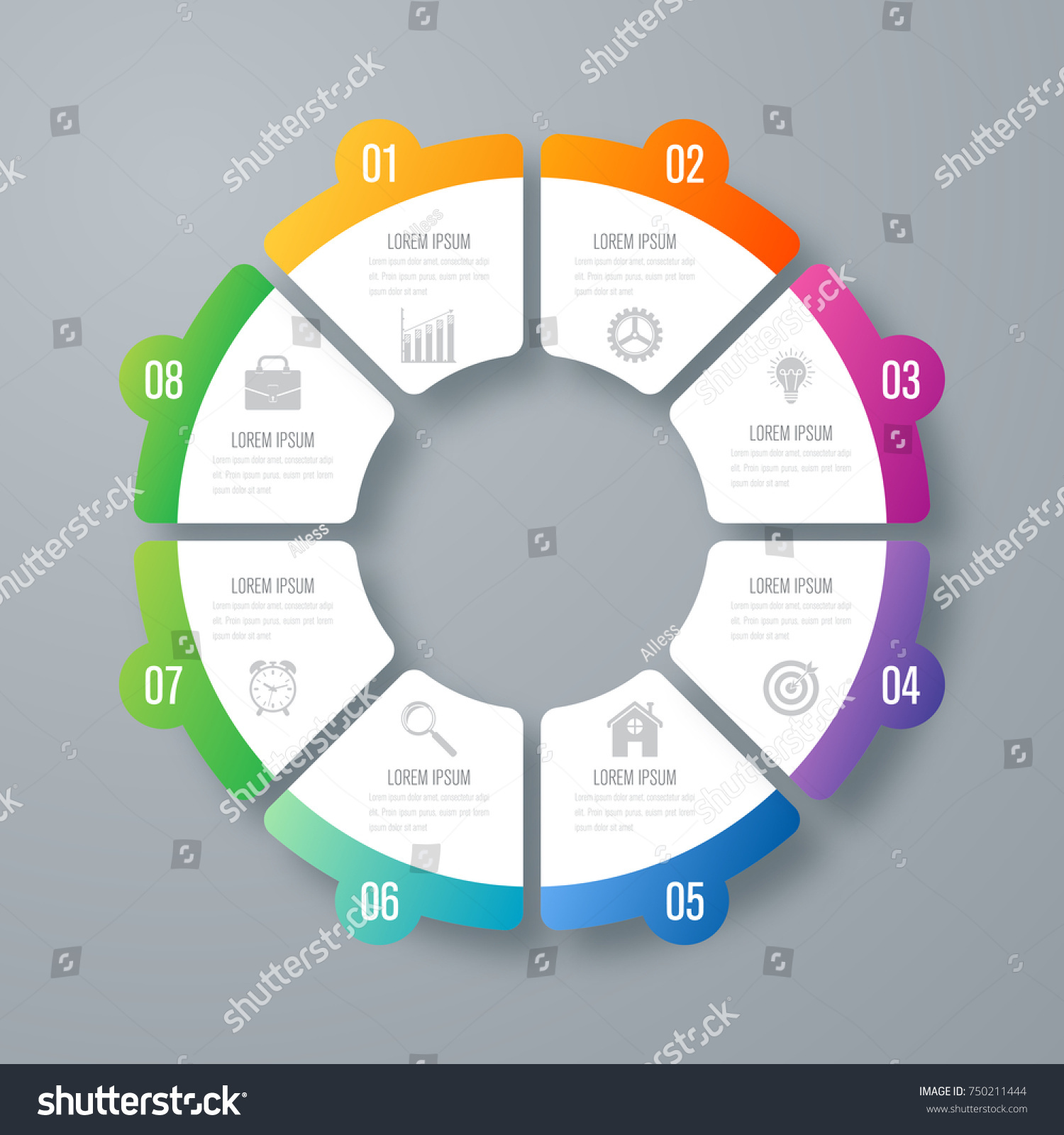Infographics Template 8 Options Circle Data Stock Vector Royalty Free