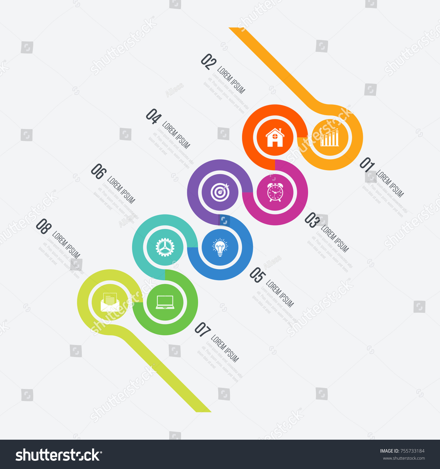 Infographics Template 8 Options Circle Data: เวกเตอร์สต็อก (ปลอดค่า ...