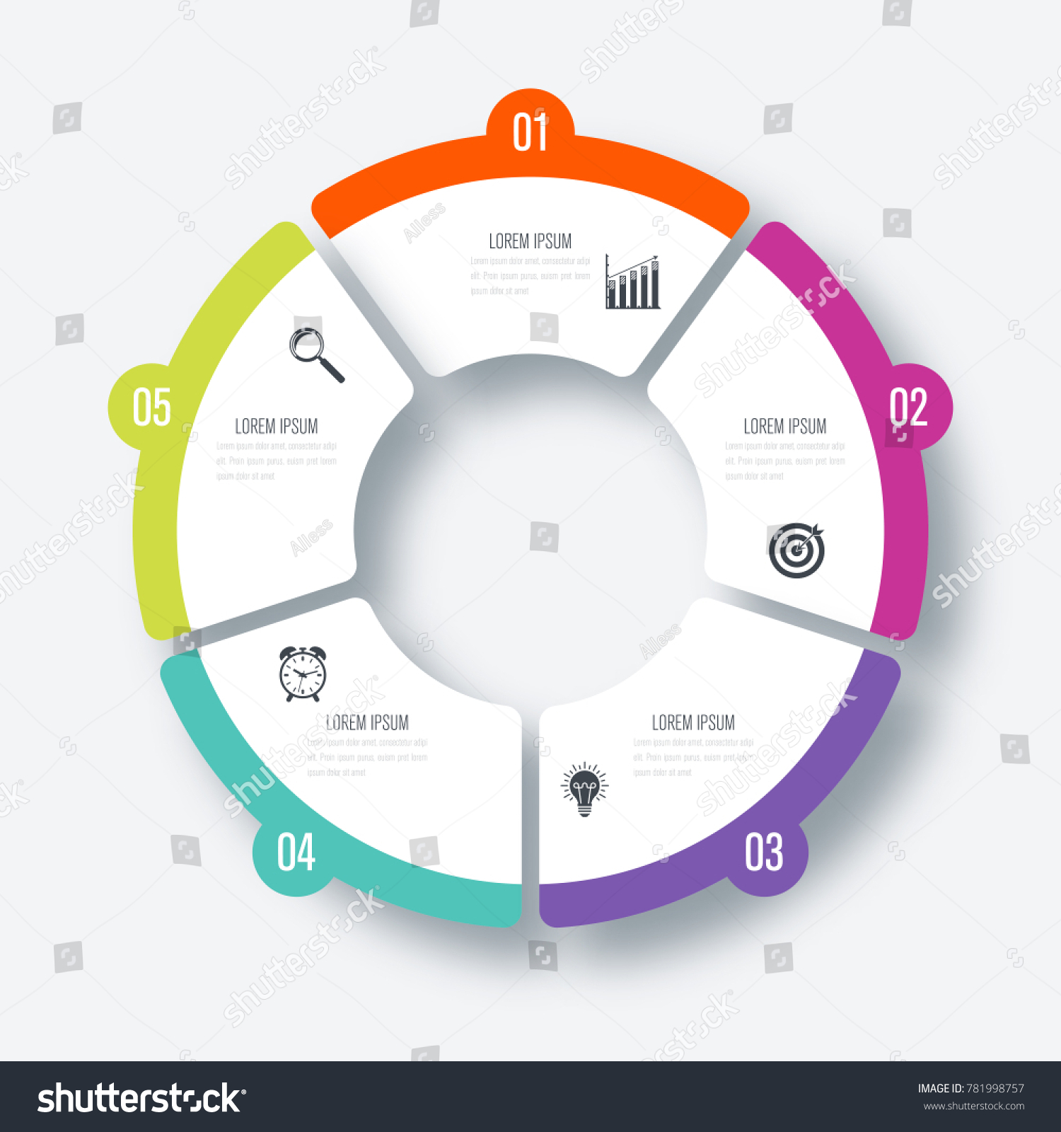 Infographics Template 5 Options Circle Data Stock Vector (Royalty Free ...
