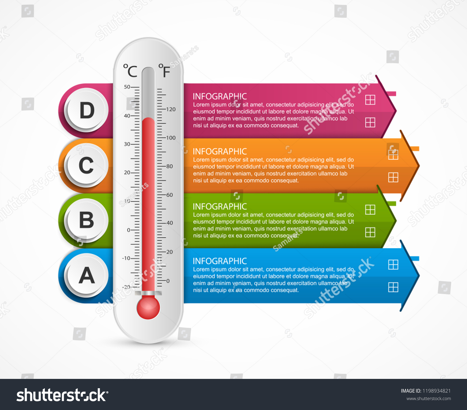 Infographics Thermometer Design Template Vector Illustration: เวกเตอร์ ...