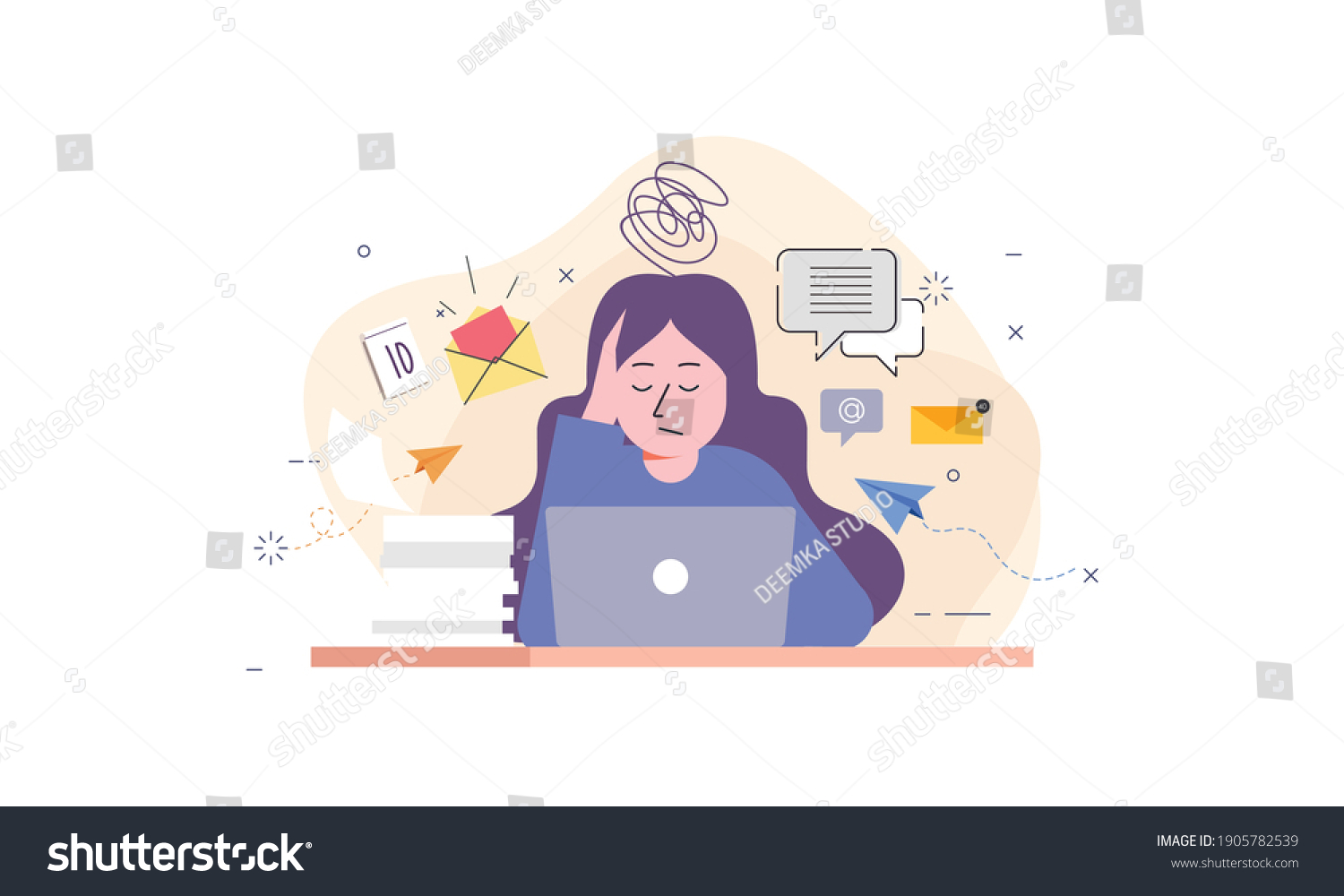 Information Overload Multitasking Problems Concept Illustration Stock ...
