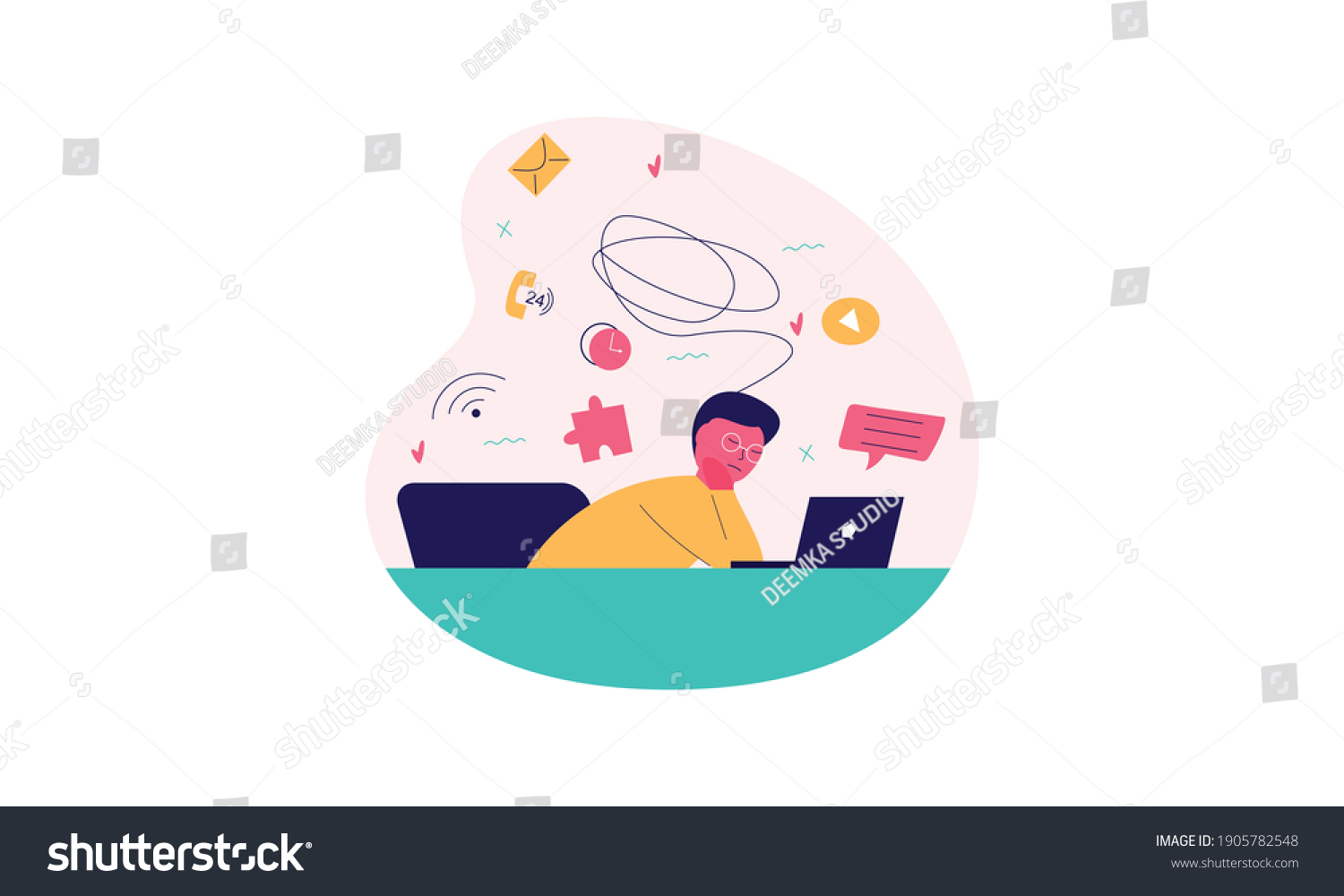 Information Overload Multitasking Problems Concept Illustration Stock ...
