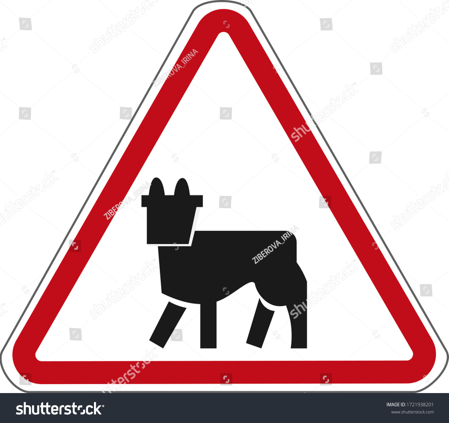 Information Road Sign Cattle Drive Vector Stock Vector (Royalty Free ...