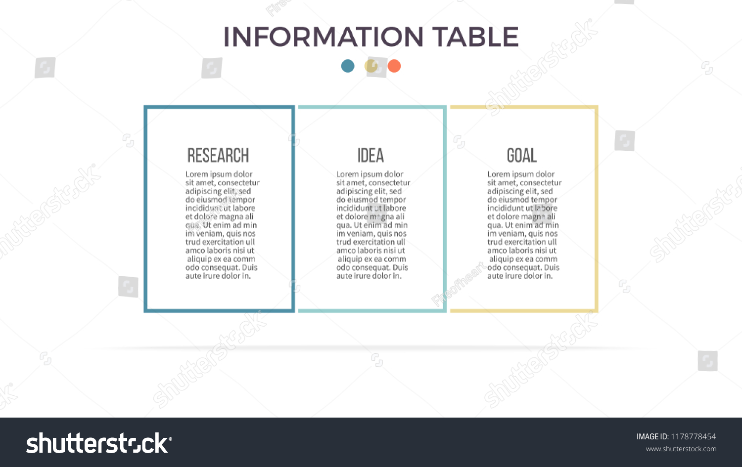 Information Table Infographics 3 Steps Options: เวกเตอร์สต็อก (ปลอดค่า ...
