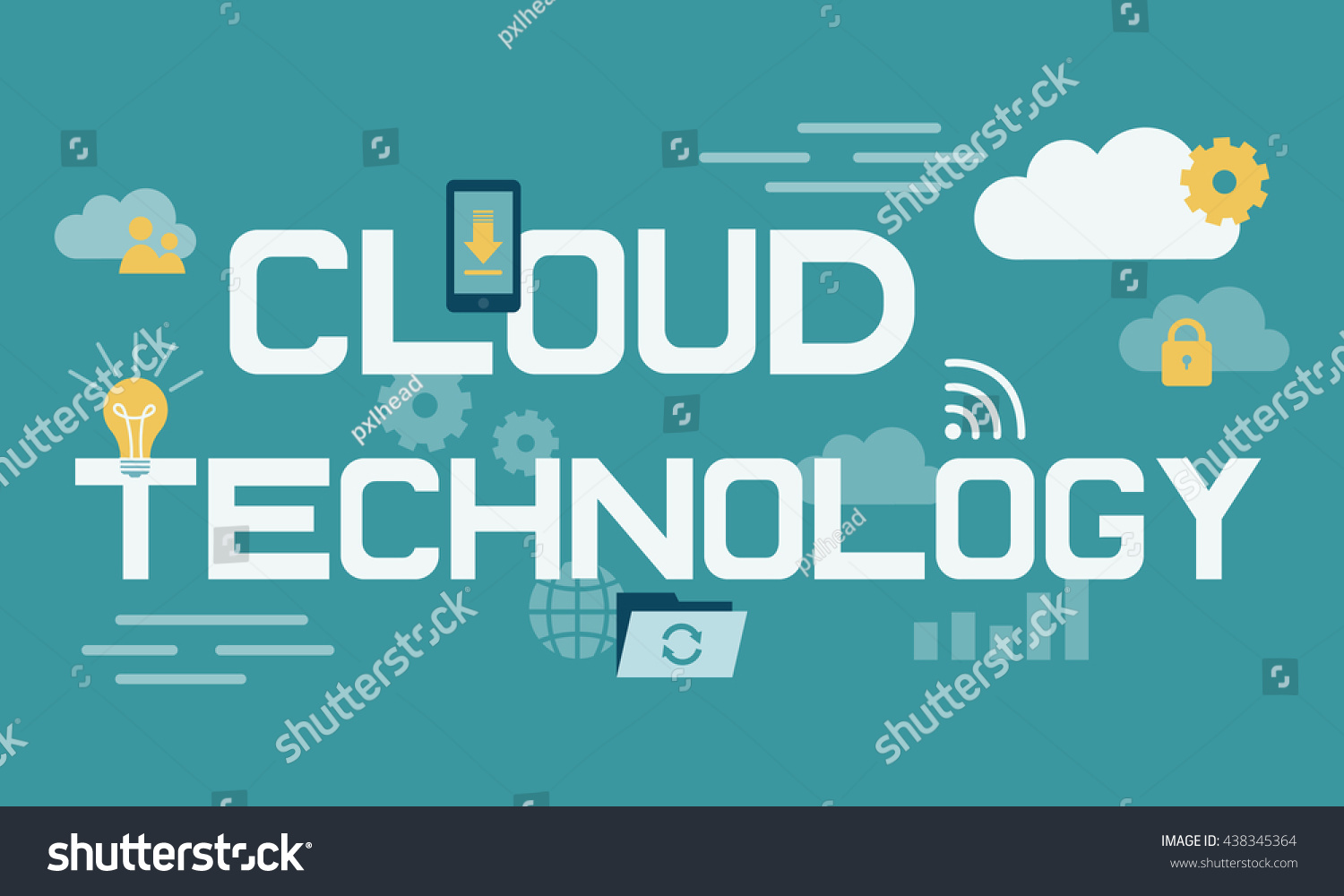 Information Technology Flat Lettering Cloud Technology: เวกเตอร์สต็อก ...