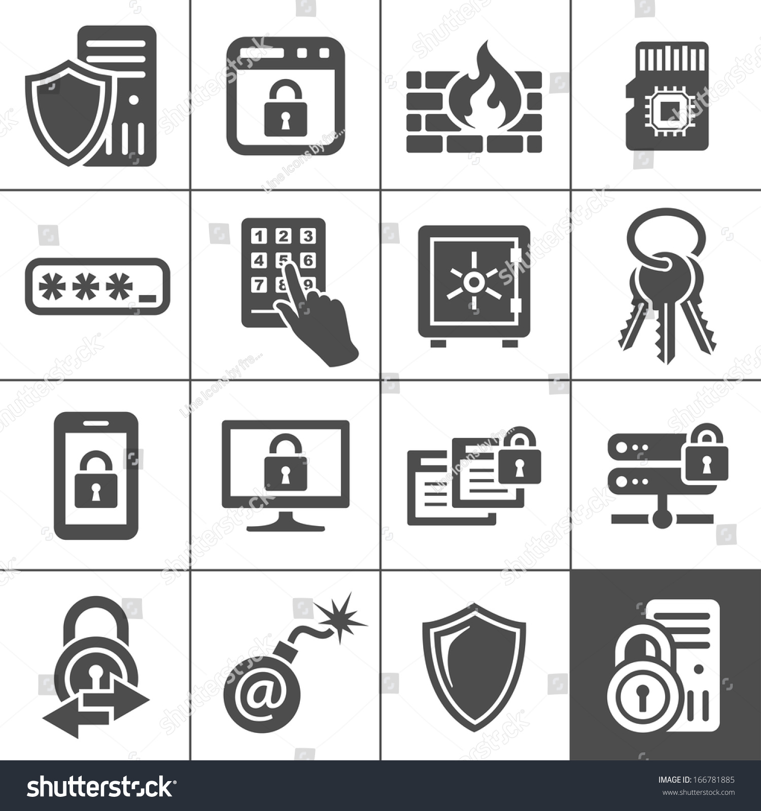 Information Technology Security Icons Simplus Series Stock Vector ...