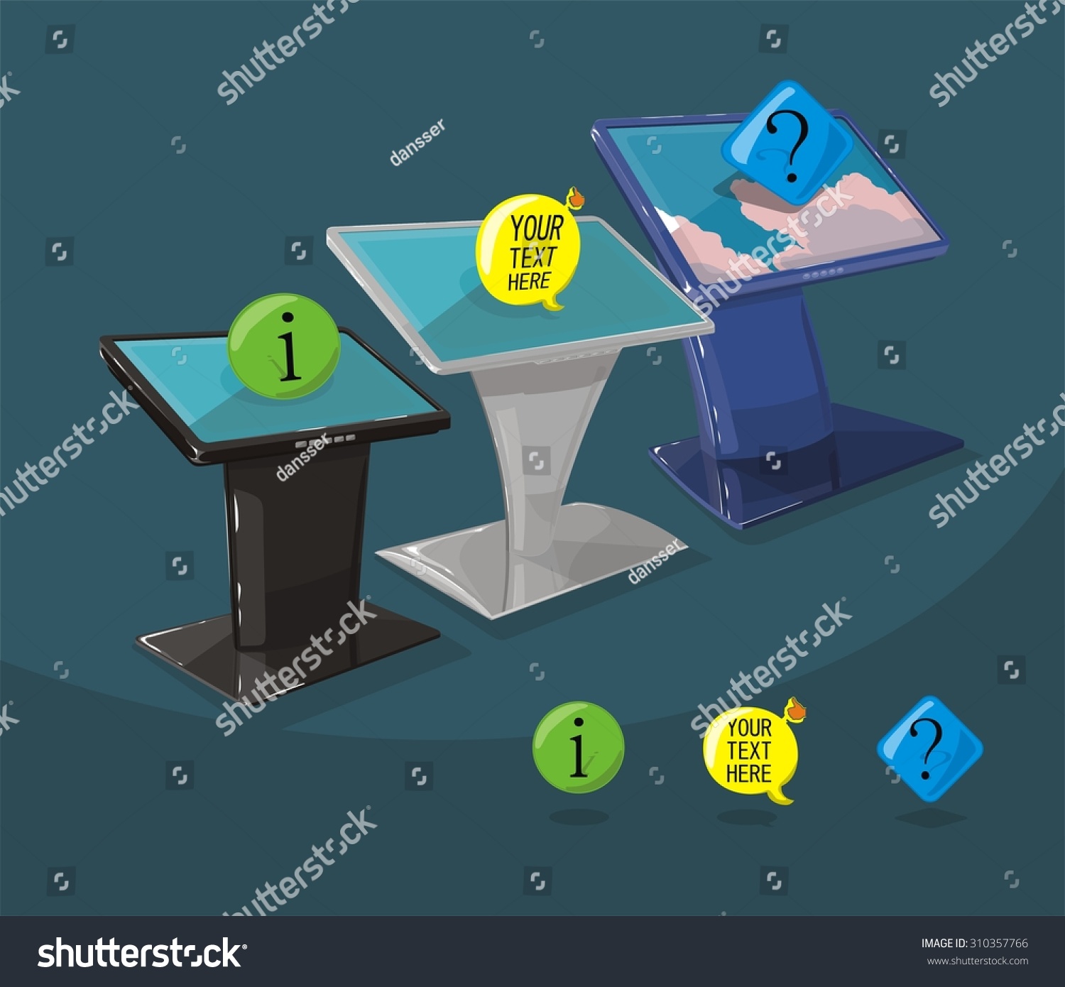 Information Terminal Digital Touch Screen Interactive Stock Vector ...