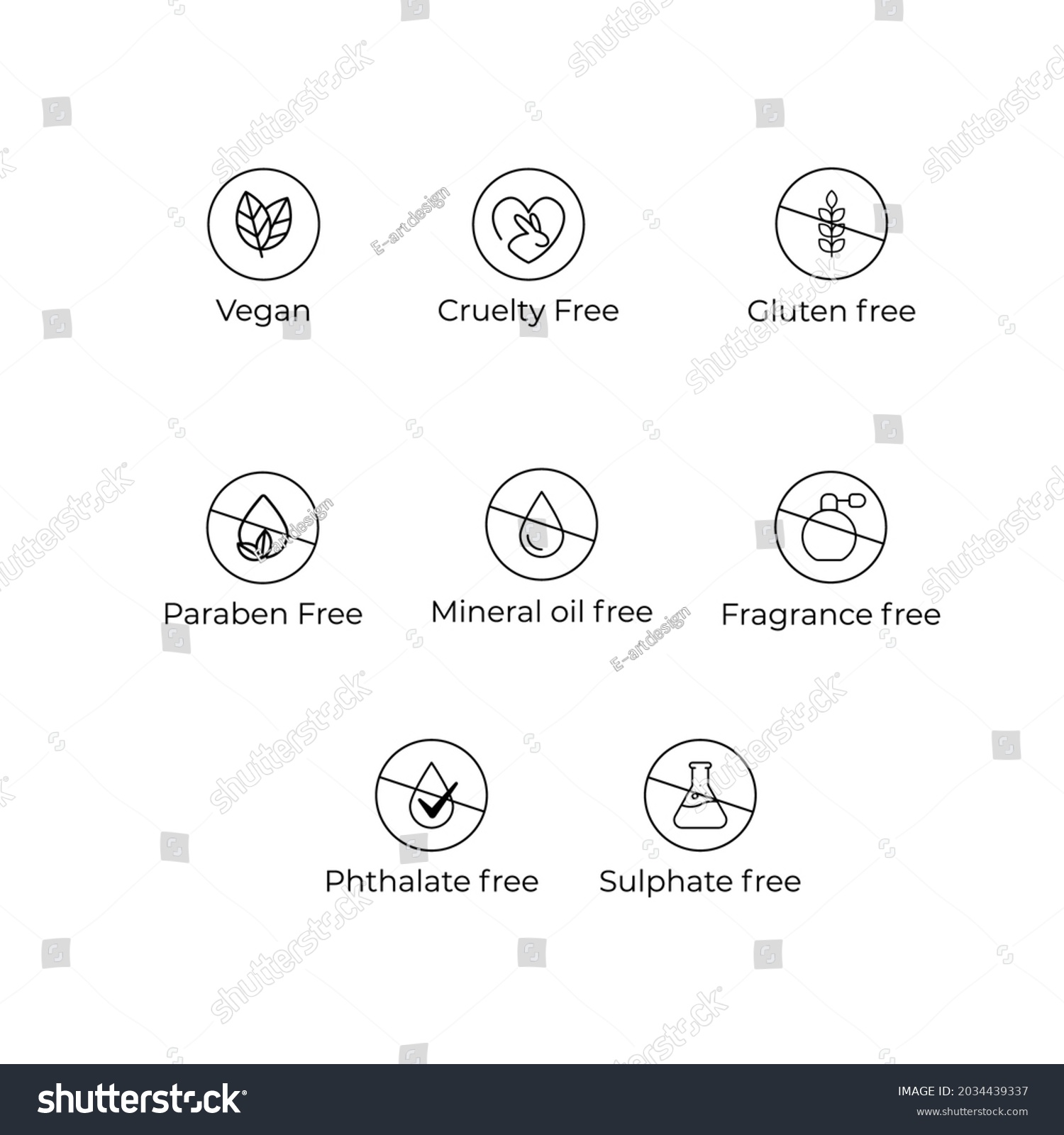 Ingredient Label Badge Icons Design Stock Vector (Royalty Free) 2034439337