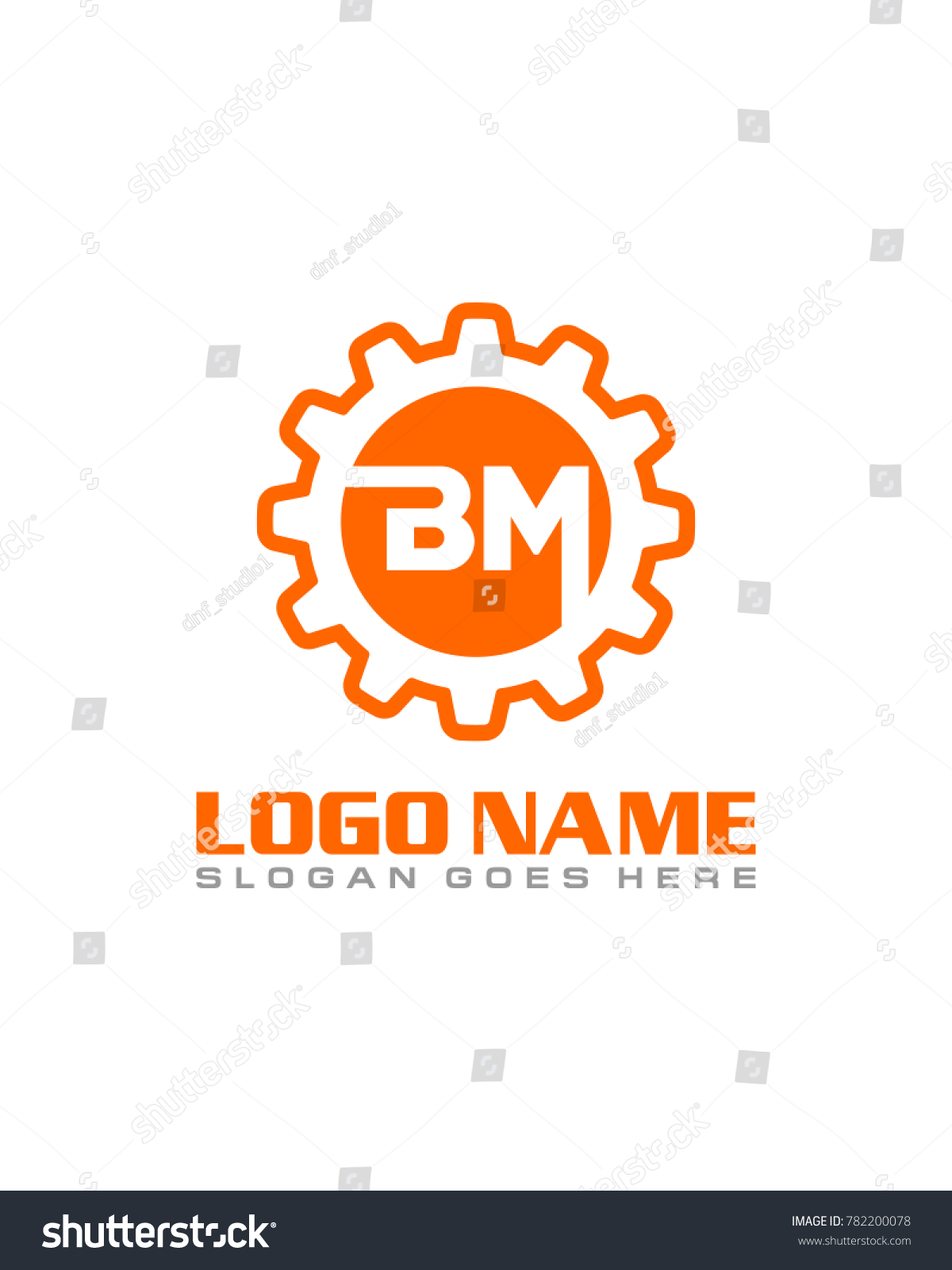 Initial B M Gear Logo Template Stock Vector (Royalty Free) 782200078