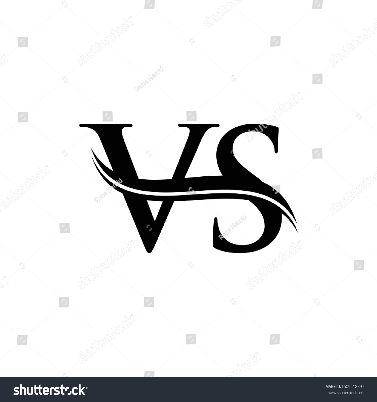 Initial Black Letter Vs Logo Design Stock Vector (Royalty Free ...