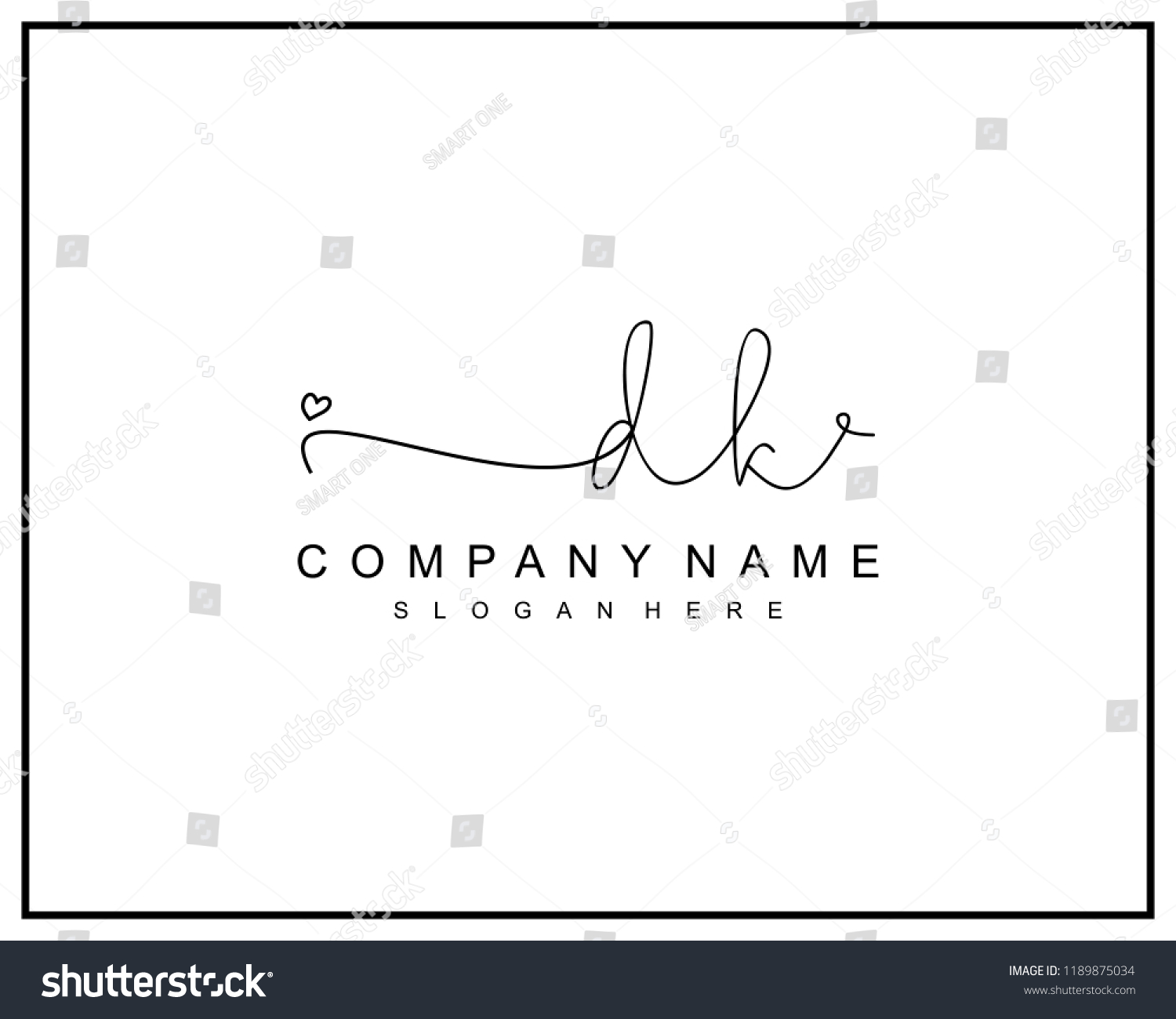 Initial D K Handwriting Logo Template Stock Vector (Royalty Free ...