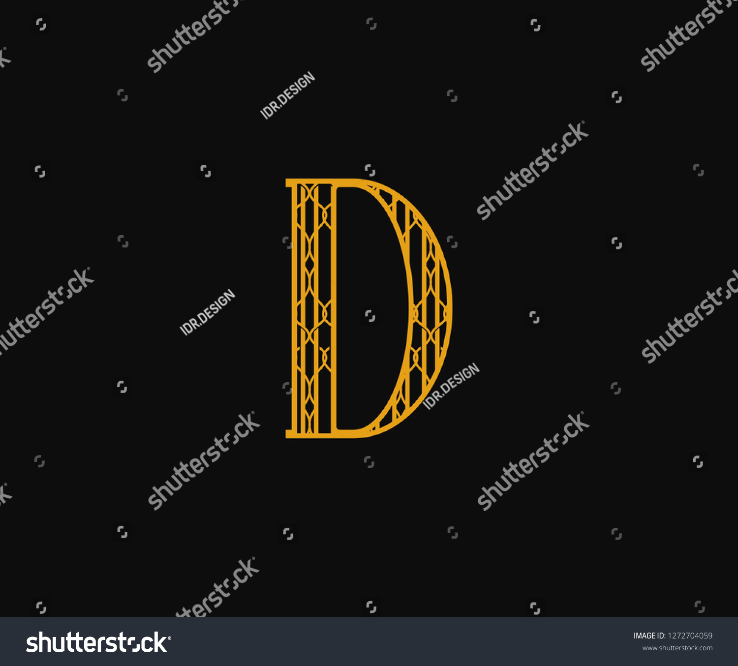 Initial D Letter Monogram Linear Art: vector de stock (libre de ...