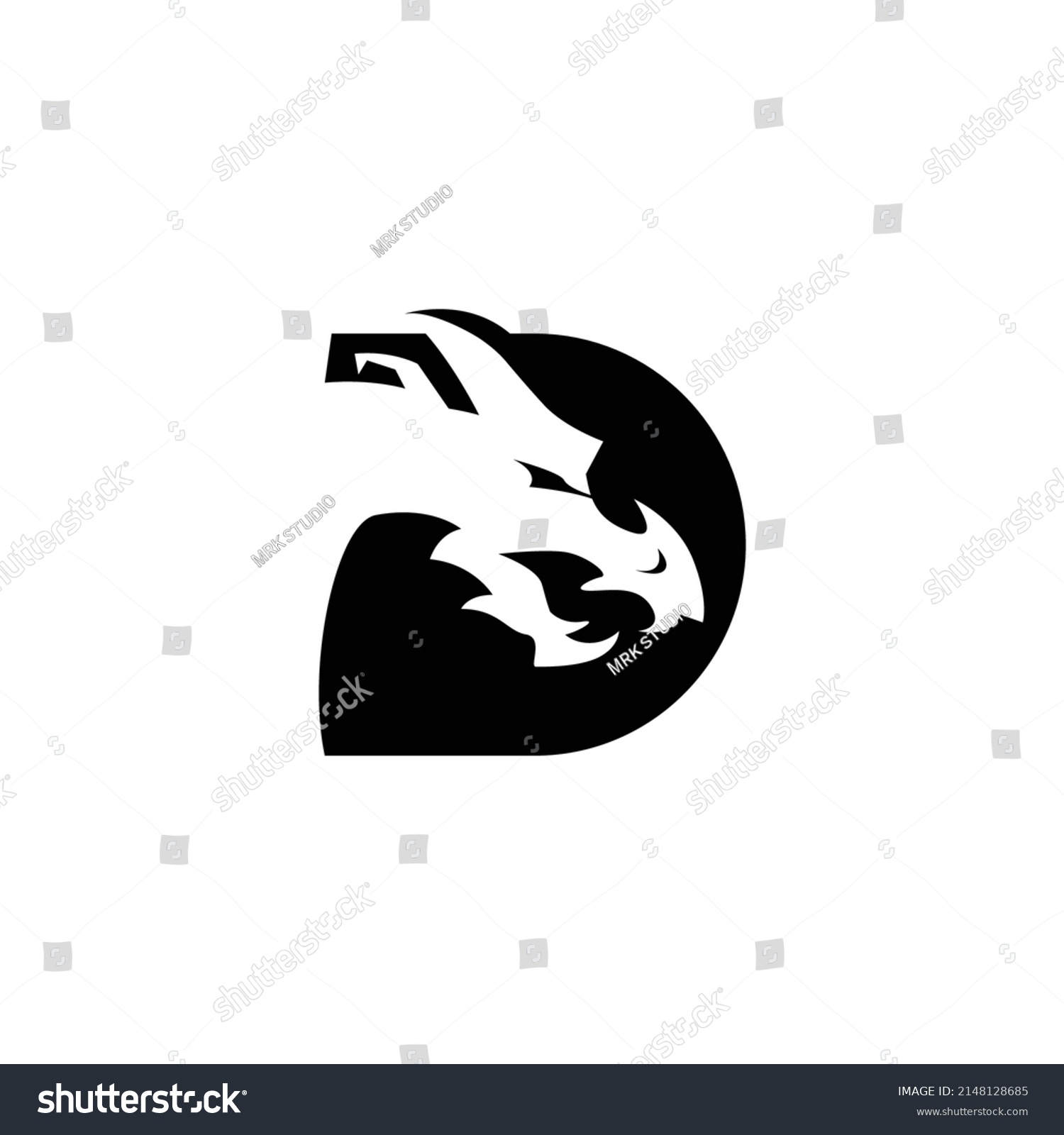 Initial D Silhouette Dragon Logo Design Stock Vector (Royalty Free ...