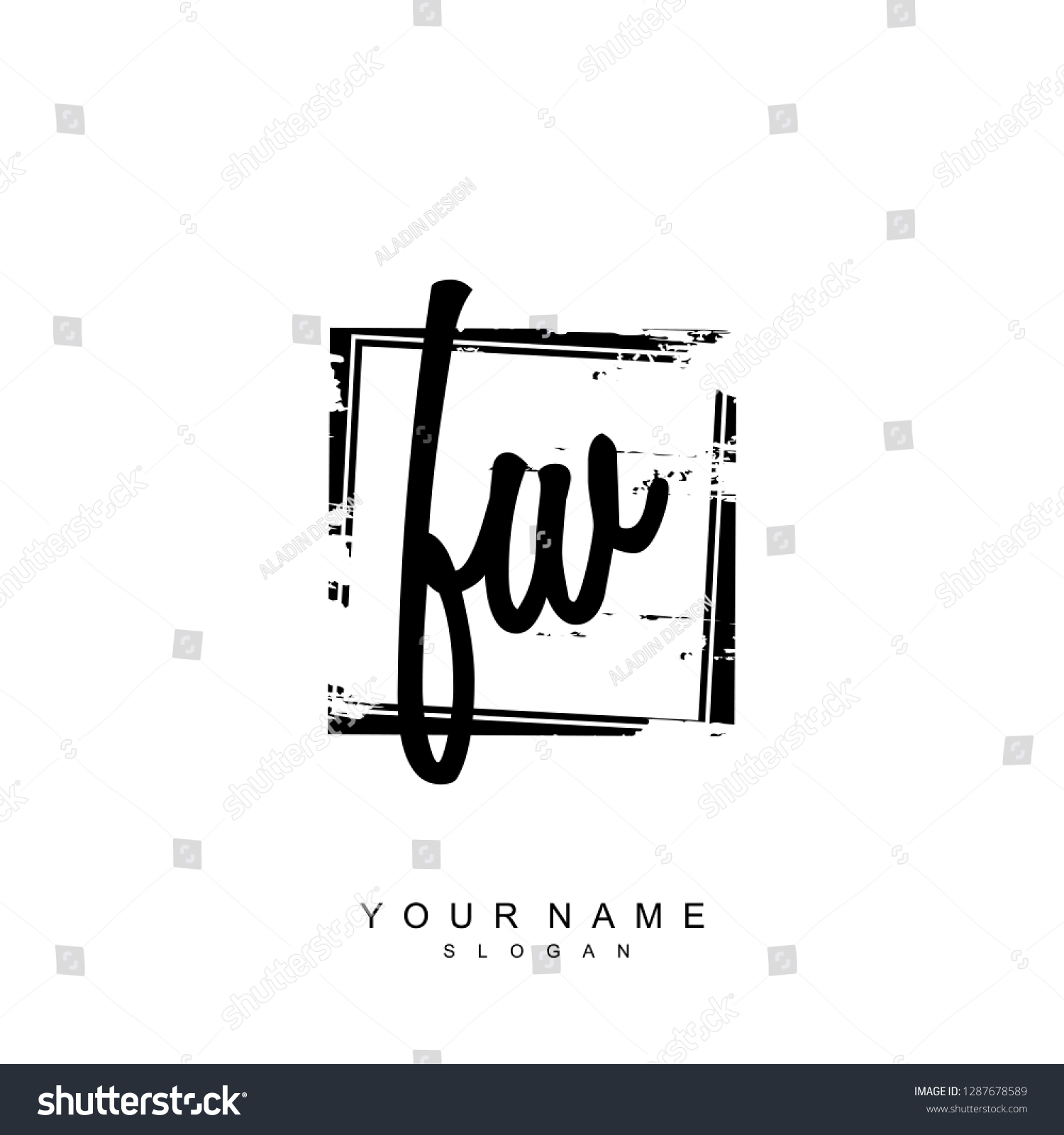 Initial Fw Handwriting Logo Vector Stock Vector (Royalty Free) 1287678589