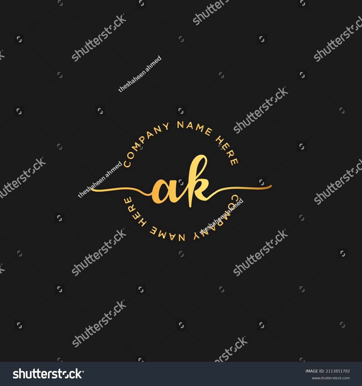 Initial Handwriting Style Logo Circle Template Stock Vector (Royalty ...