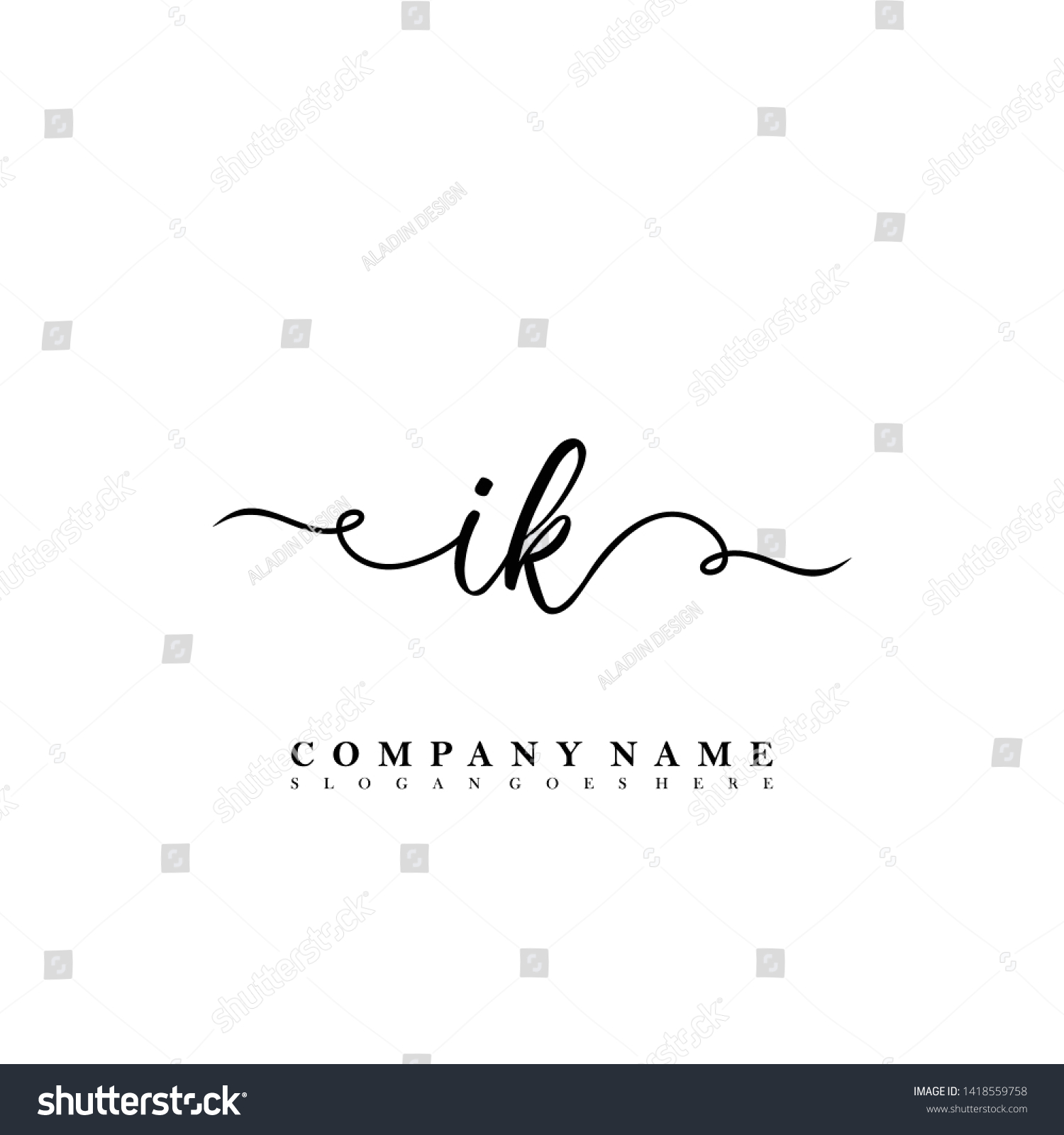 Initial Ik Handwriting Beauty Logo Template Stock Vector (Royalty Free ...