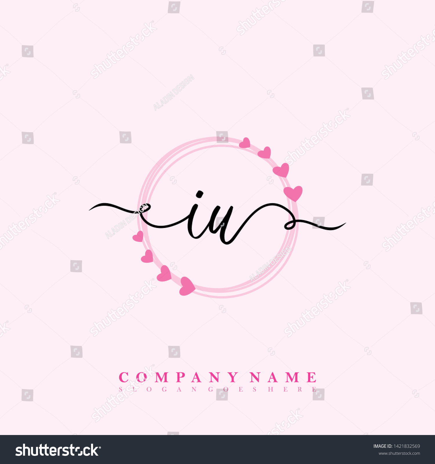 Initial Iu Handwriting Beauty Logo Template Stock Vector (Royalty Free ...