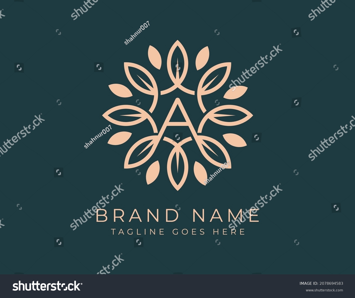 Initial Letter Elegant Leaf Flower Logo Stock Vector (Royalty Free ...
