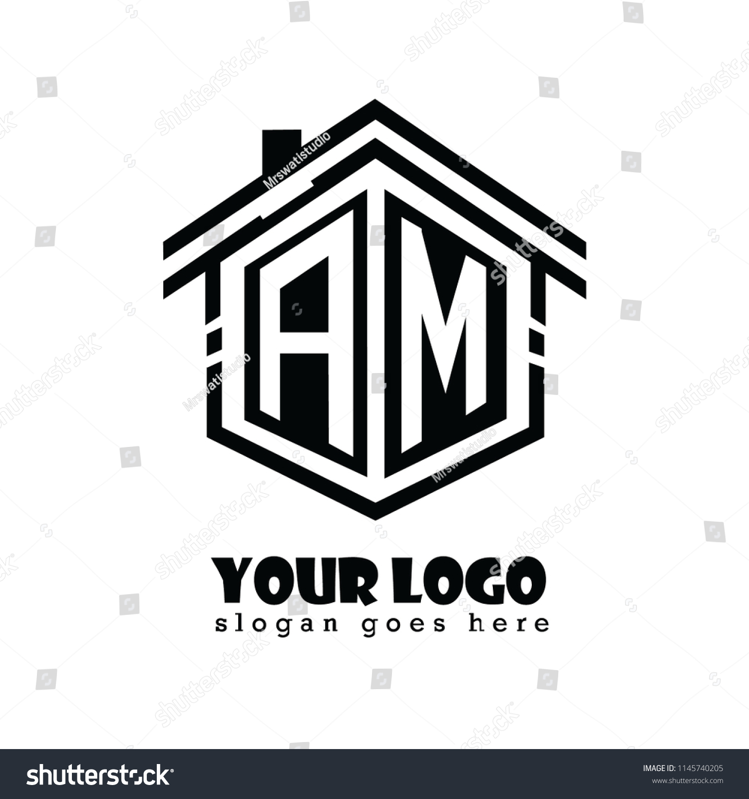 Initial Letter M House Logo Design Stock Vector (Royalty Free ...