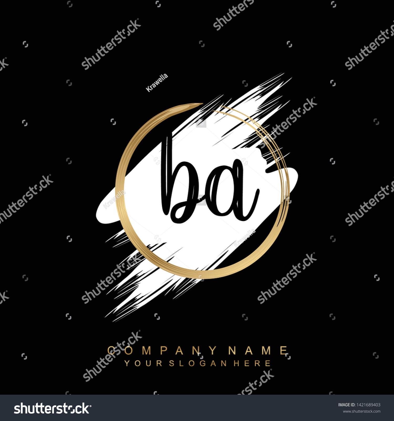Initial Letter Ba Beautiful Handwriting Logo Stock Vector (Royalty Free ...