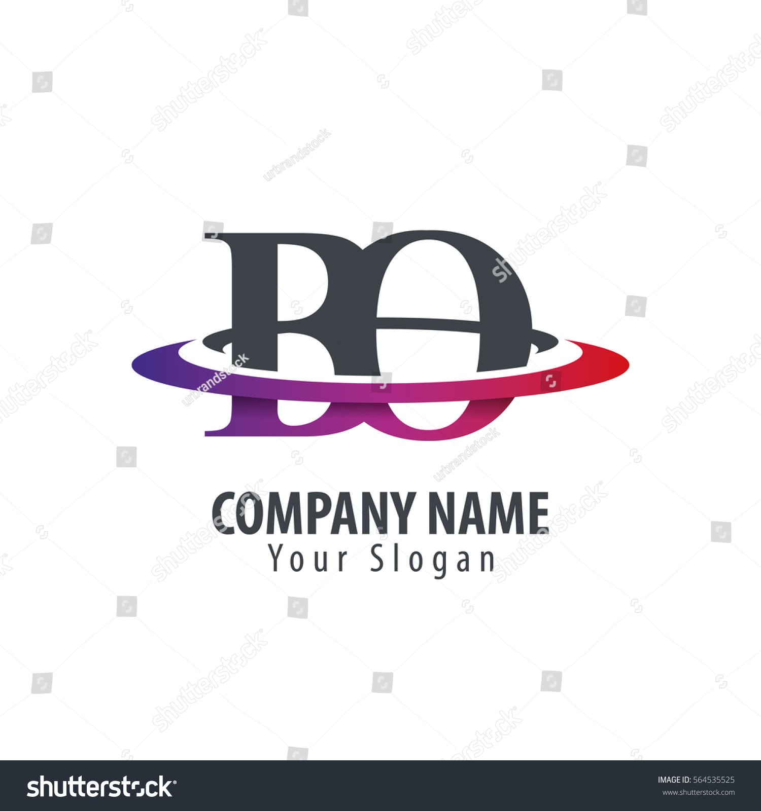 Initial Letter Bo Overlapping Swoosh Circle Stock Vector (Royalty Free ...