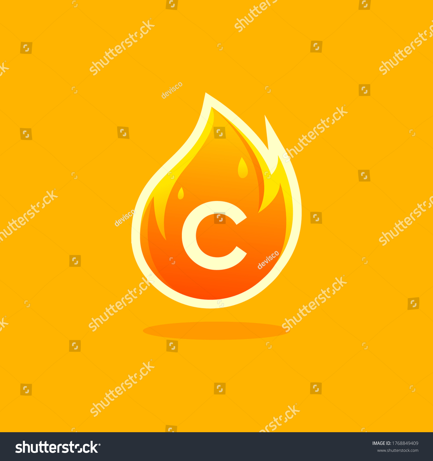 Initial Letter C Fire Icon Design Stock Vector (Royalty Free ...