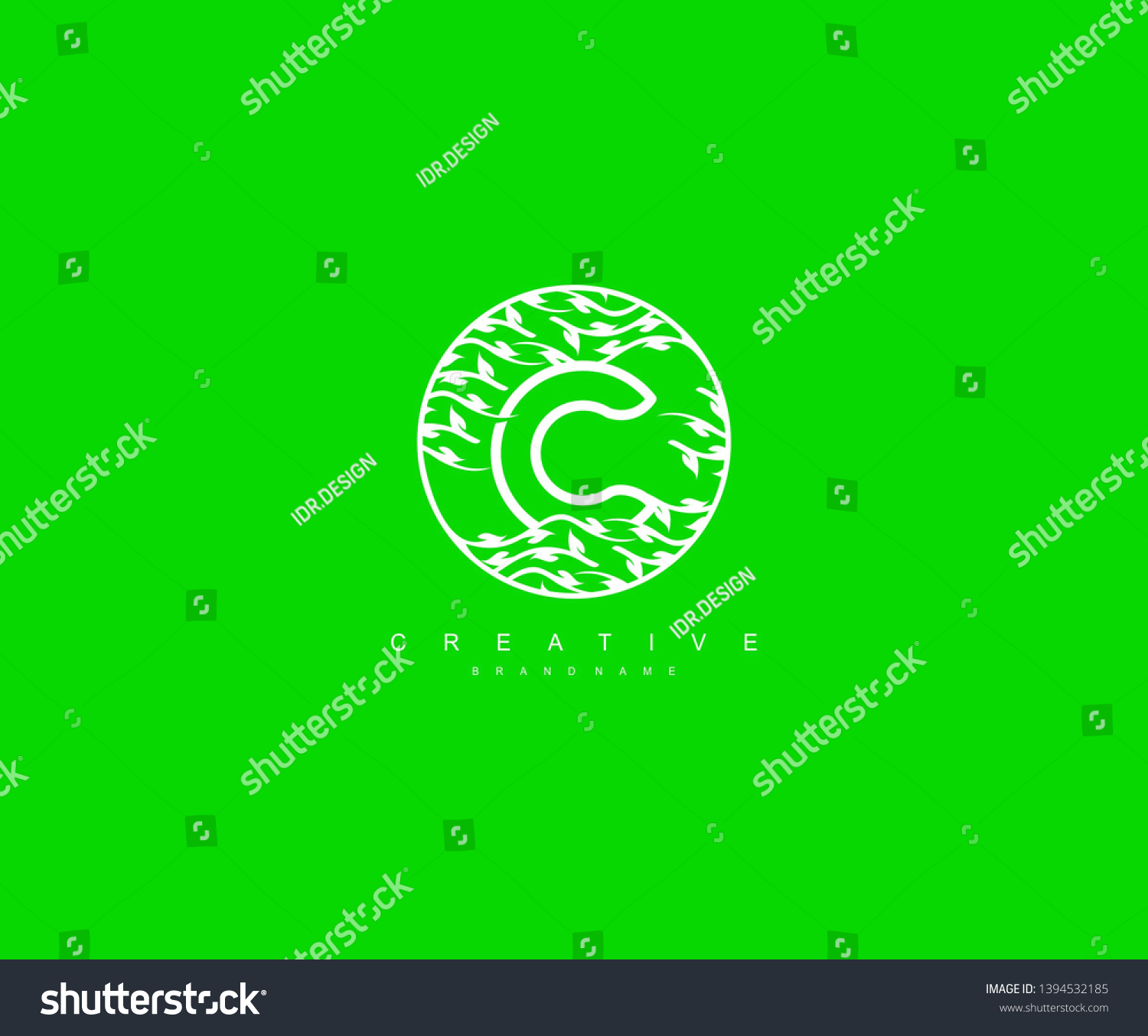 Initial Letter C Green Monogram Emblem Stock Vector (Royalty Free ...