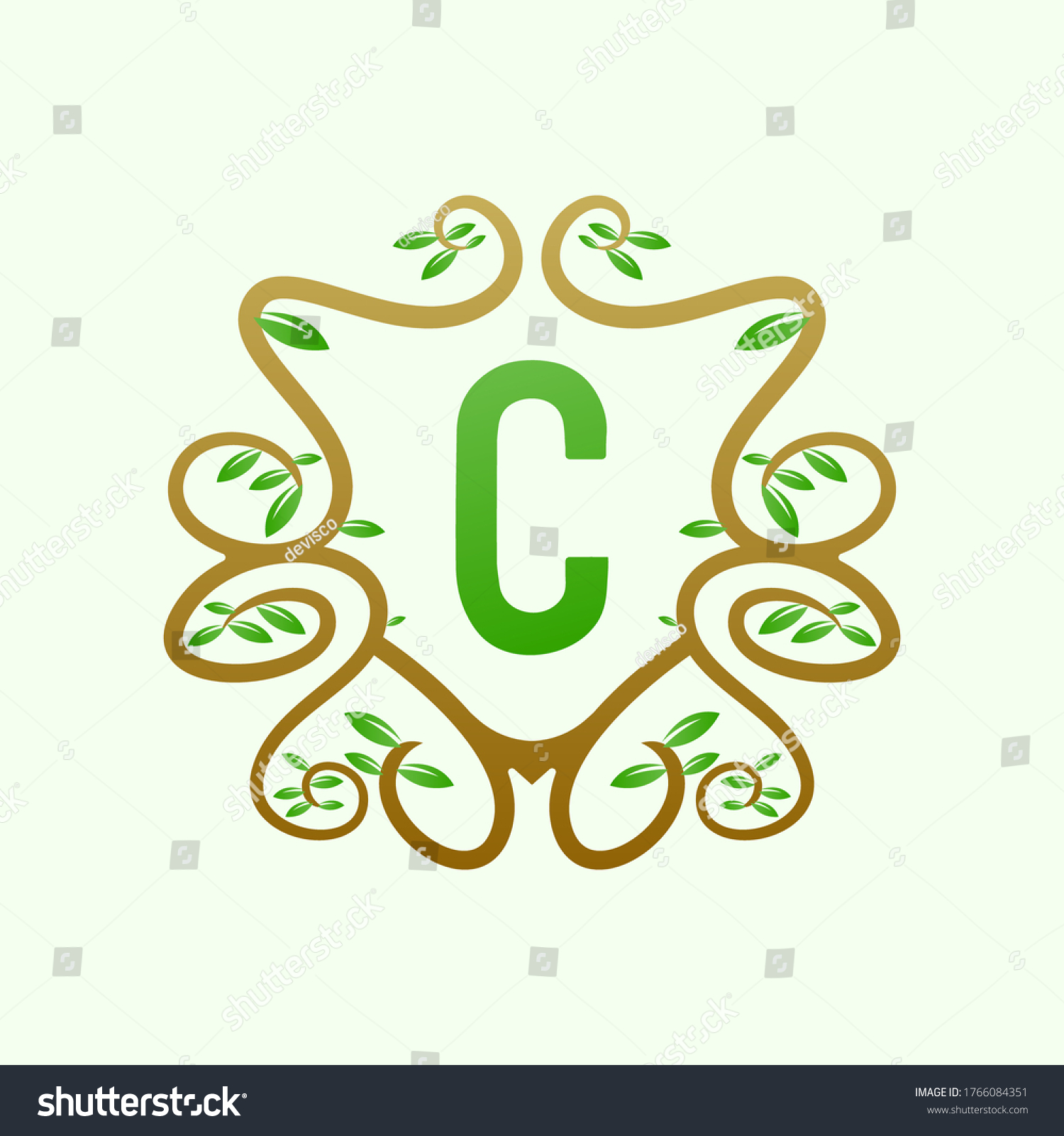 Initial Letter C Tree Icon Design Stock Vector (Royalty Free ...