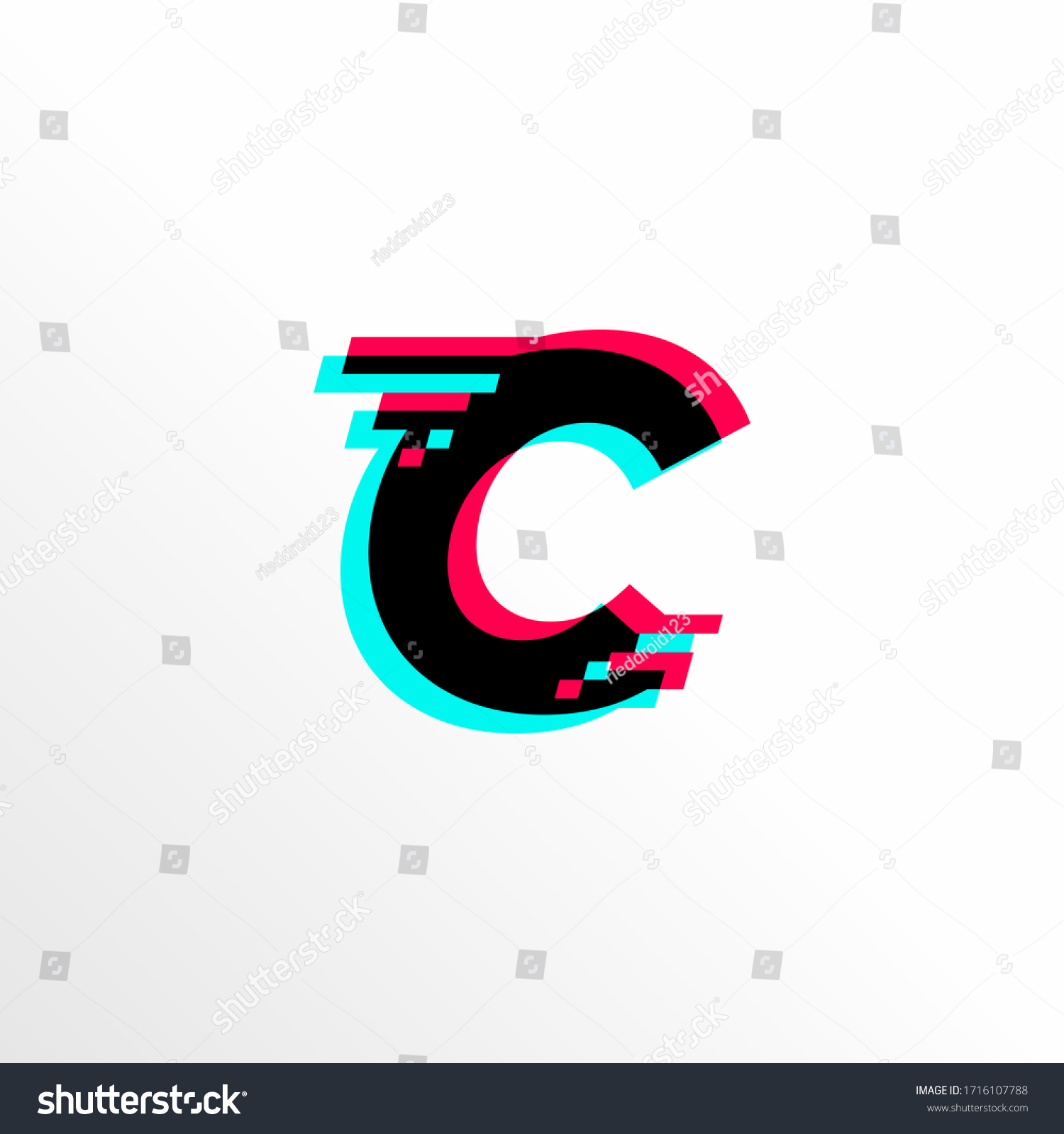 Initial Letter C Glitch Effect Stock Vector (Royalty Free) 1716107788