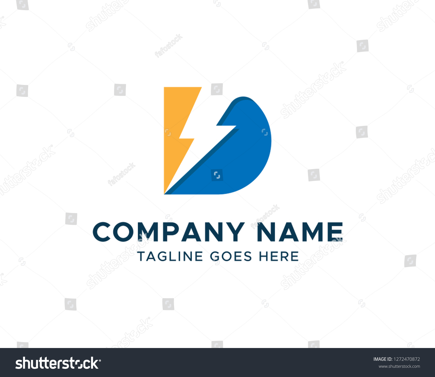 Initial Letter D Lightning Bolt Logo: vector de stock (libre de ...
