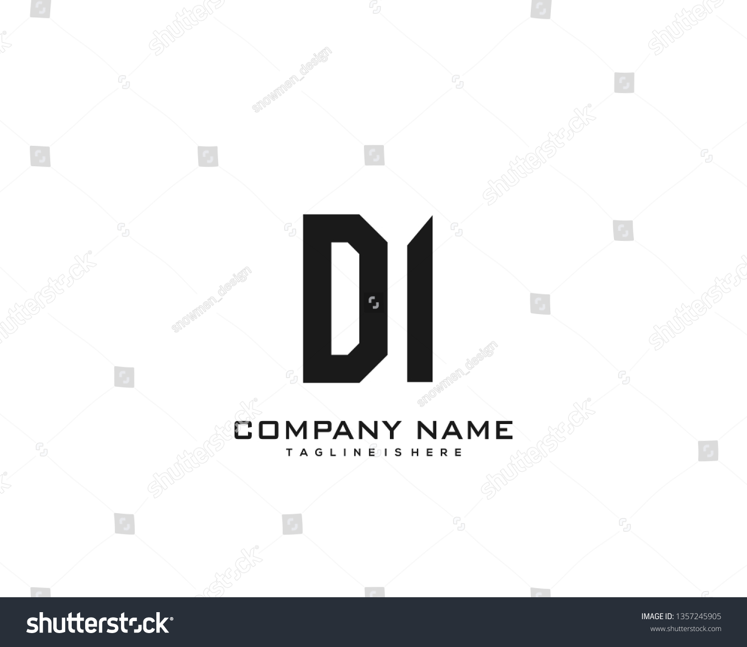 Initial Letter Di Minimalist Art Logo Stock Vector (Royalty Free ...