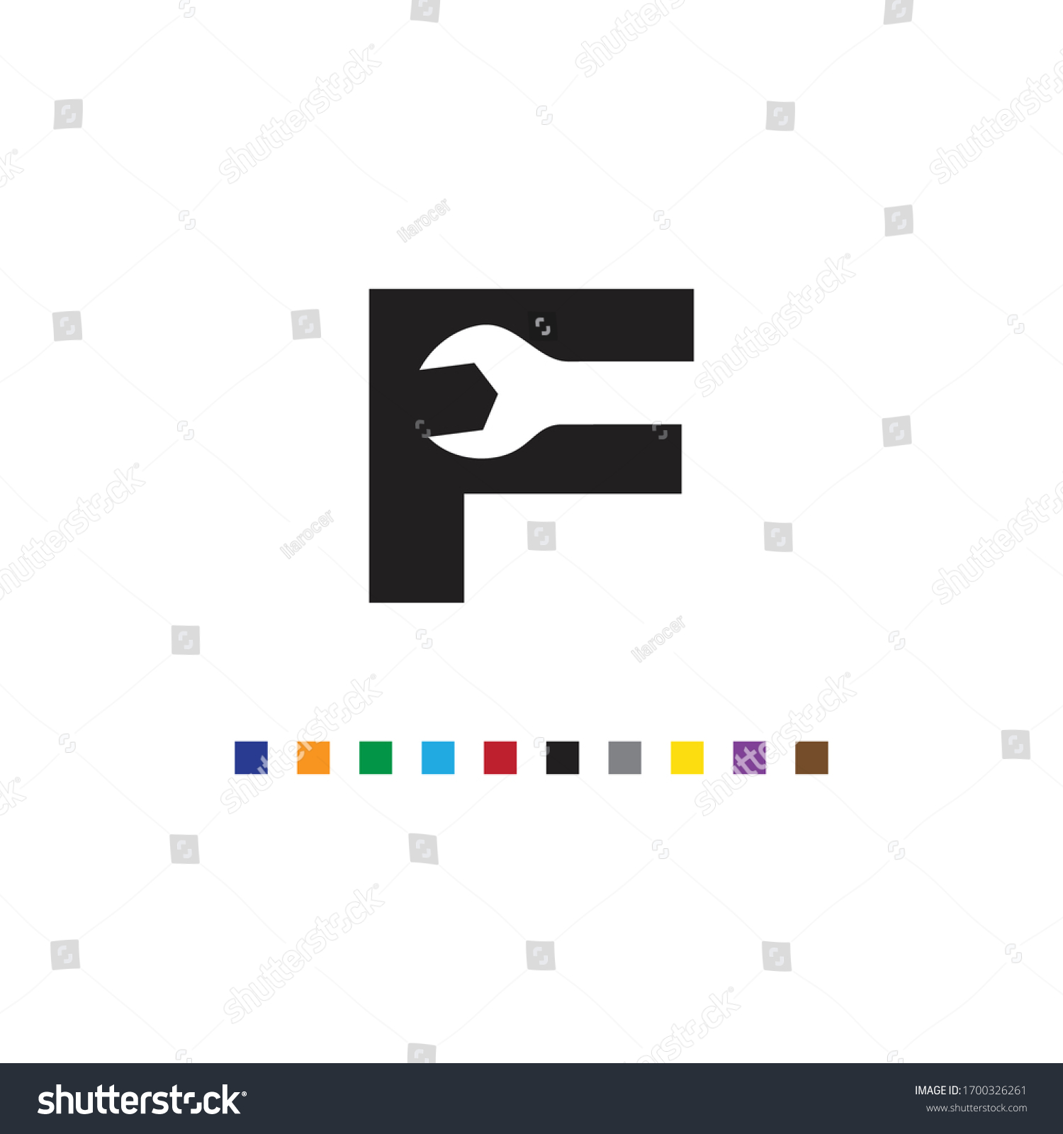 Initial Letter F Wrench Logo Vector Stock Vector (Royalty Free) 1700326261