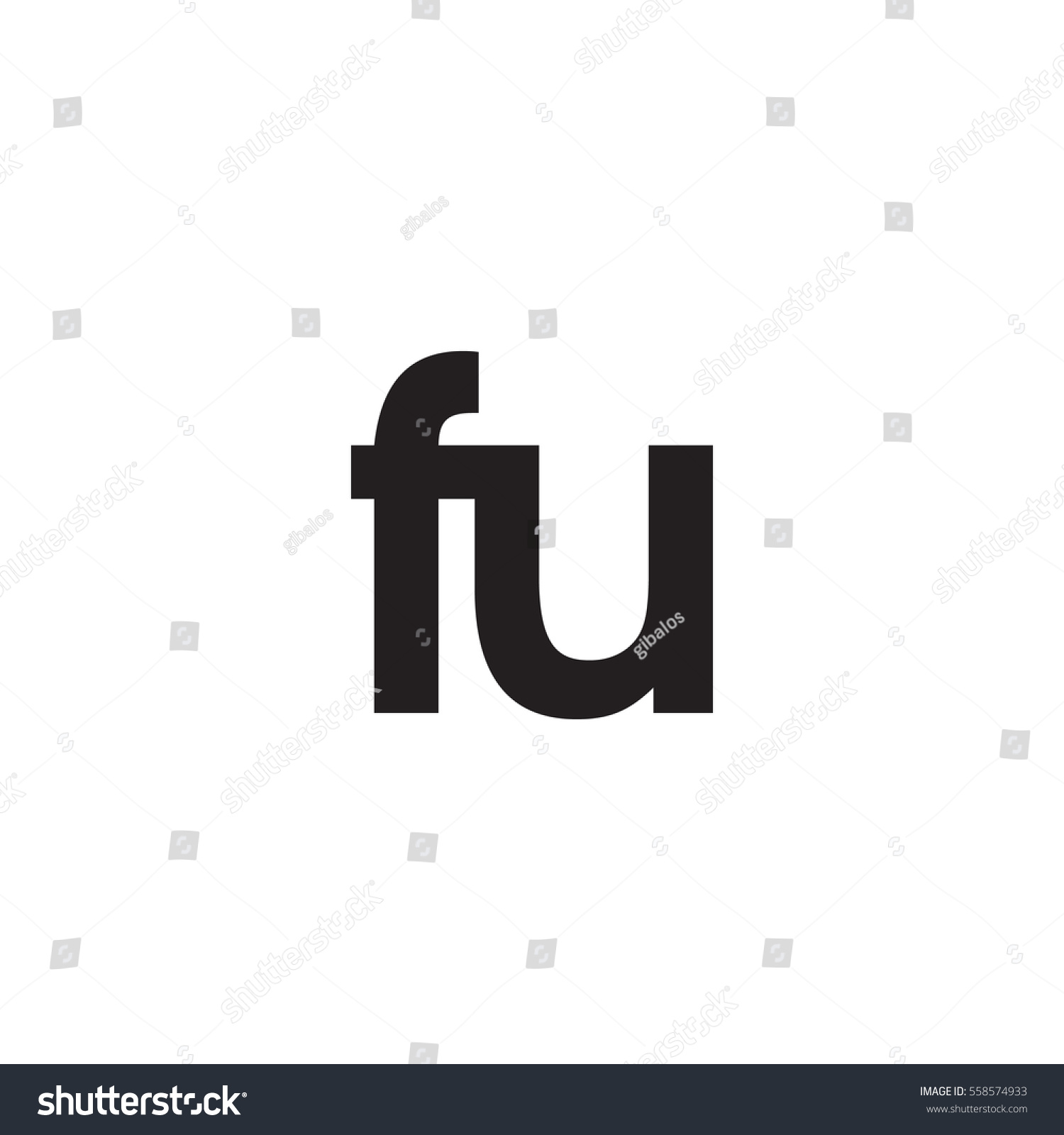 Initial Letter Fu Black White Logo Stock Vector (Royalty Free) 558574933