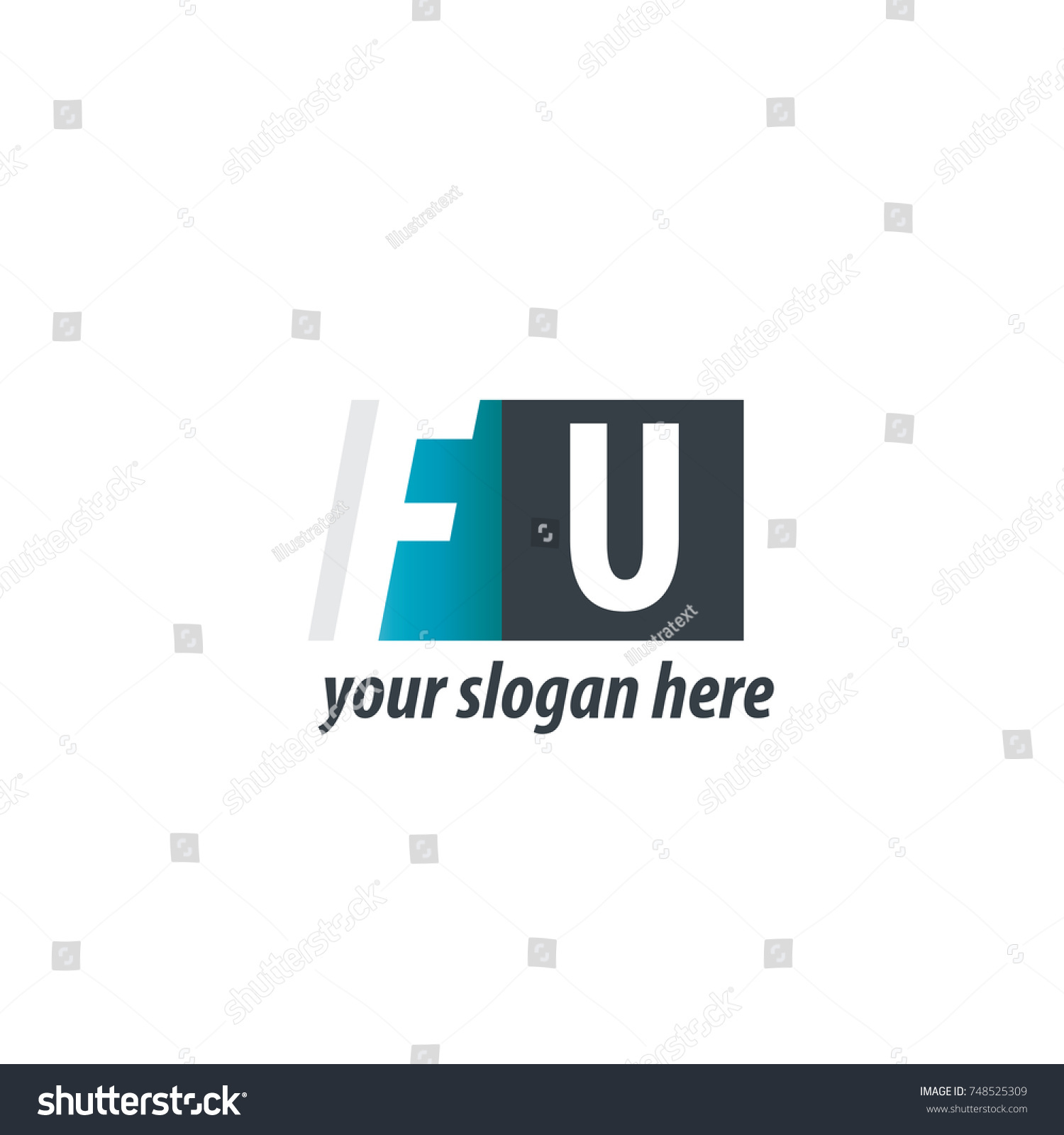 Initial Letter Fu Design Logo Square Stock Vector (Royalty Free) 748525309