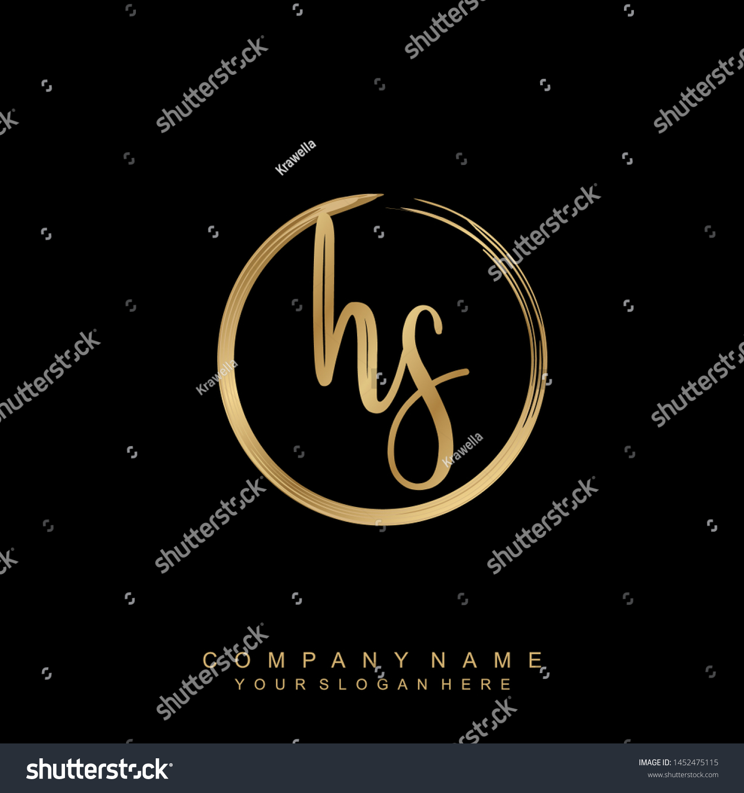 Initial Letter Hs Beautiful Handwriting Logo Stock Vector (Royalty Free ...