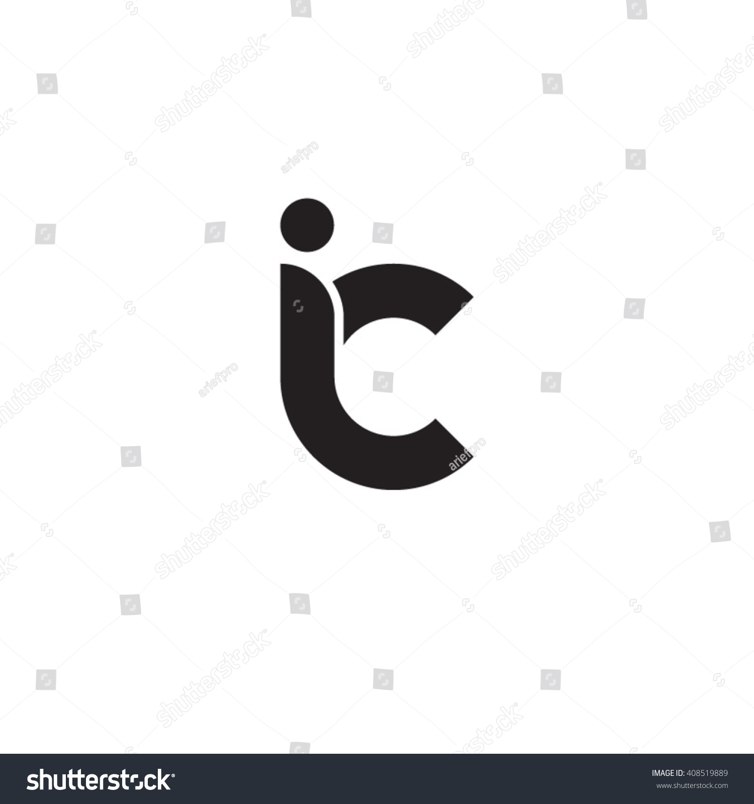 Initial Letter Ic Linked Rounded Lowercase Monogram Logo Black Stock ...