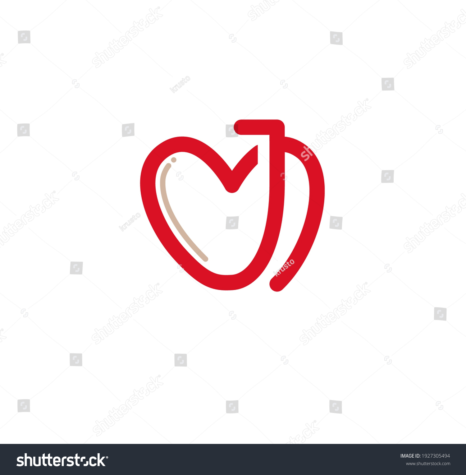 Initial Letter J Heart Linear Vector Stock Vector (Royalty Free) 1927305494