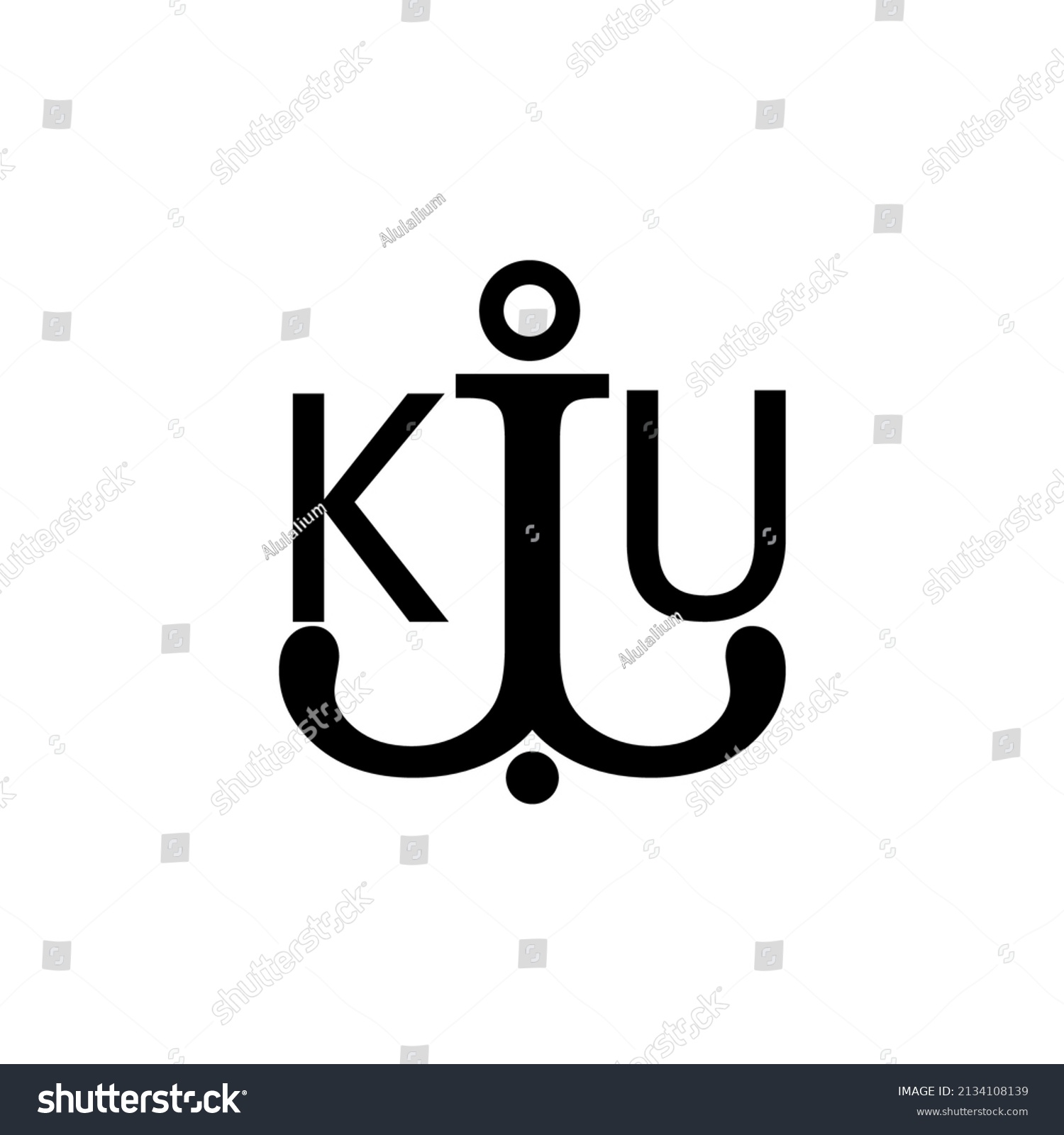 Initial Letter Ku Anchor Simple Logo Stock Vector (Royalty Free ...