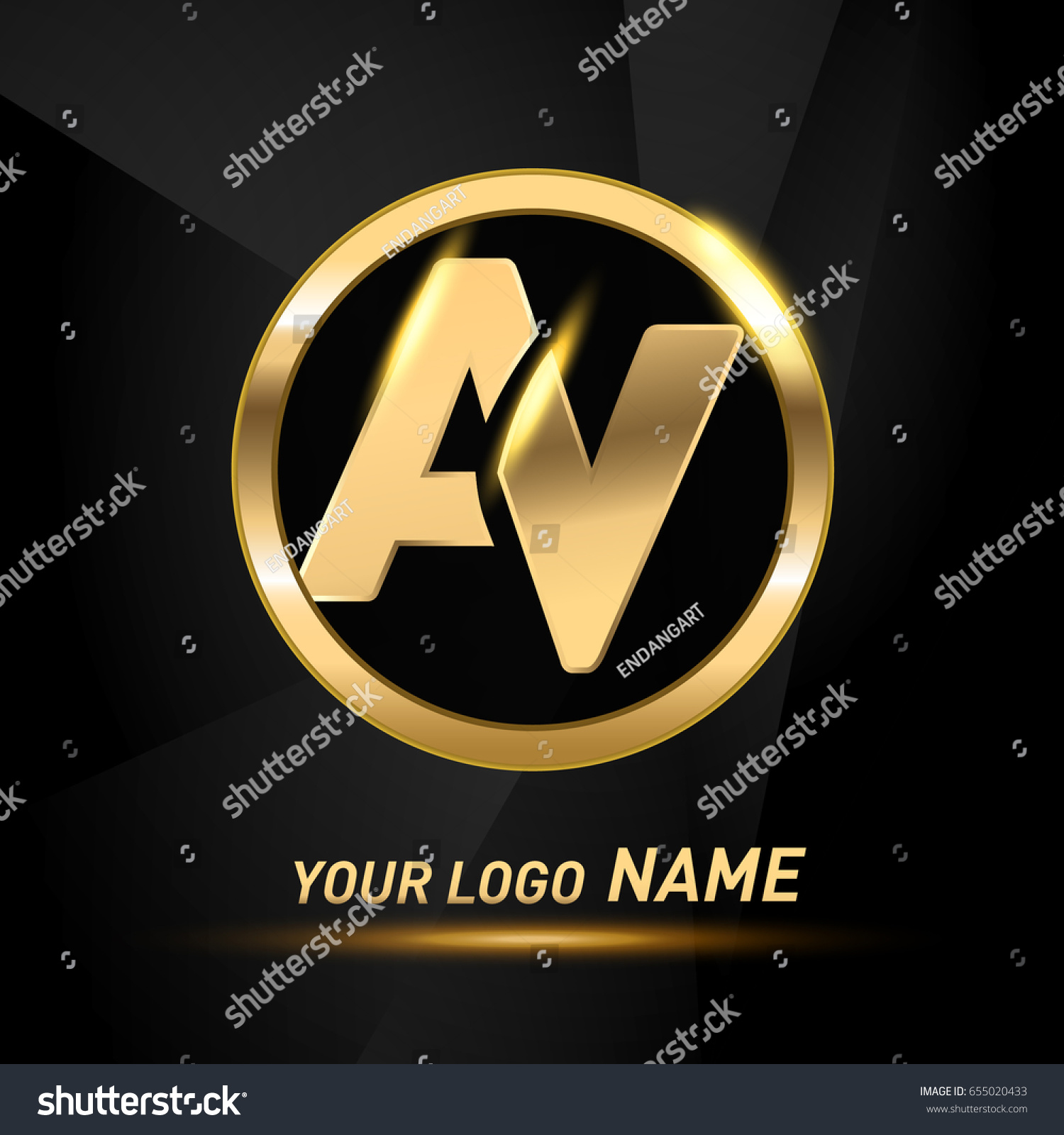 Initial Letter Logo Av Inside Circle Stock Vector (Royalty Free) 655020433