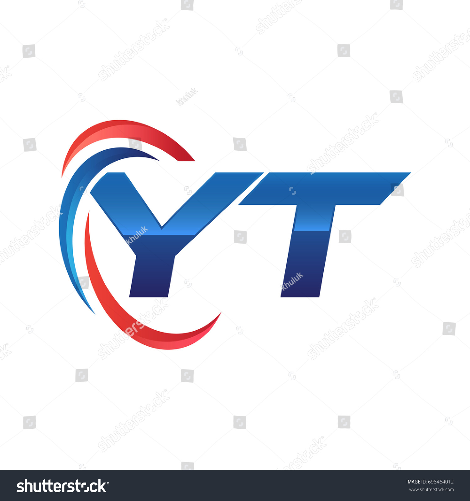 Initial Letter Logo Swoosh Red Blue Stock Vector (Royalty Free ...