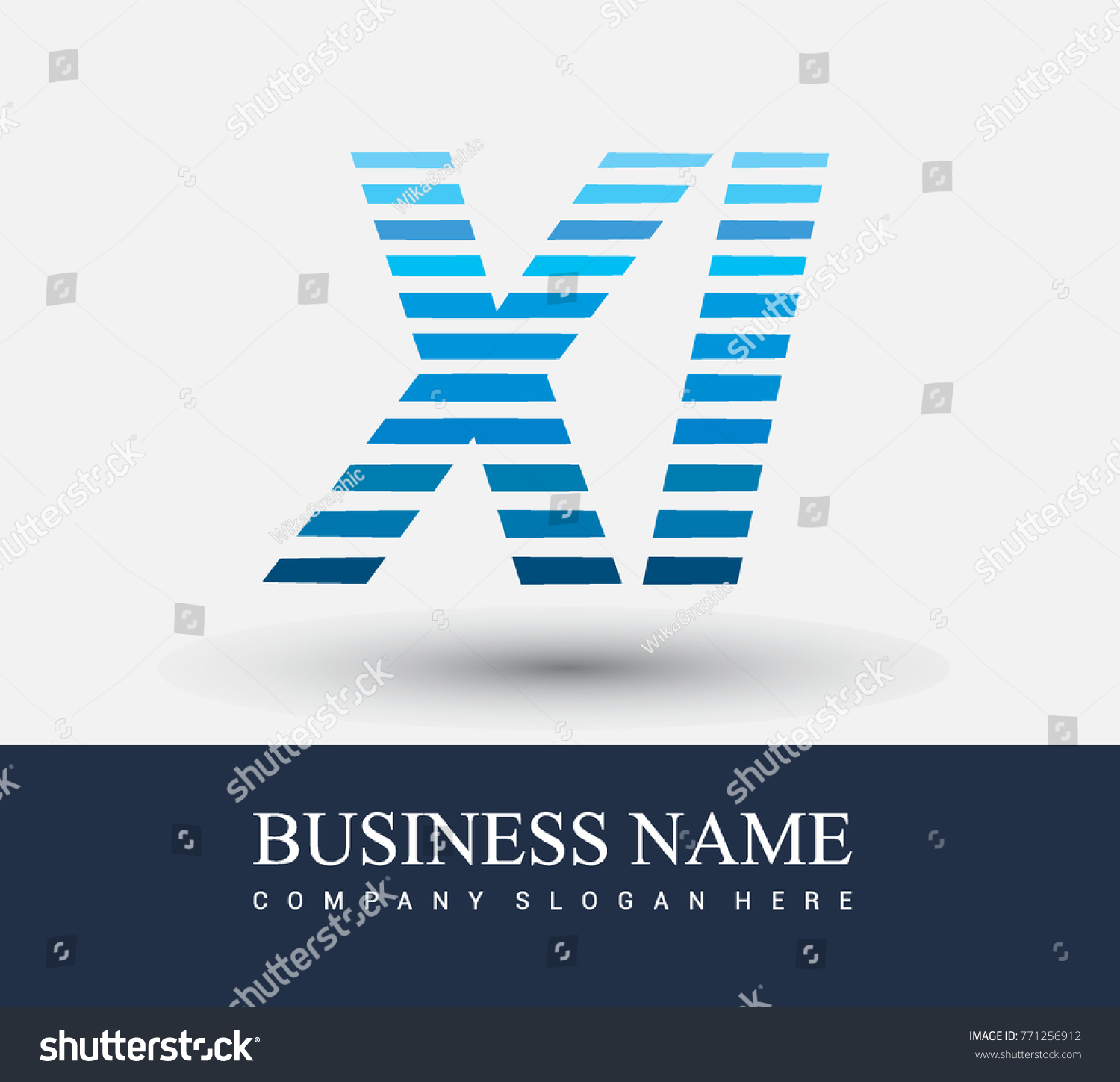 Initial Letter Logo Xi Colored Blue Stock Vector (Royalty Free) 771256912