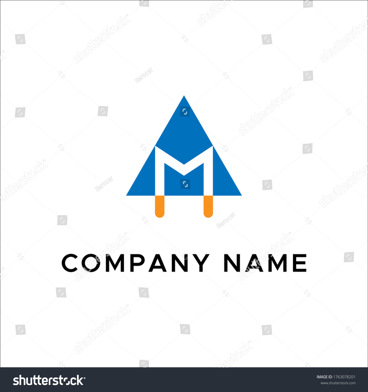 Initial Letter M Triangle Electric Logo Stock Vector (Royalty Free ...