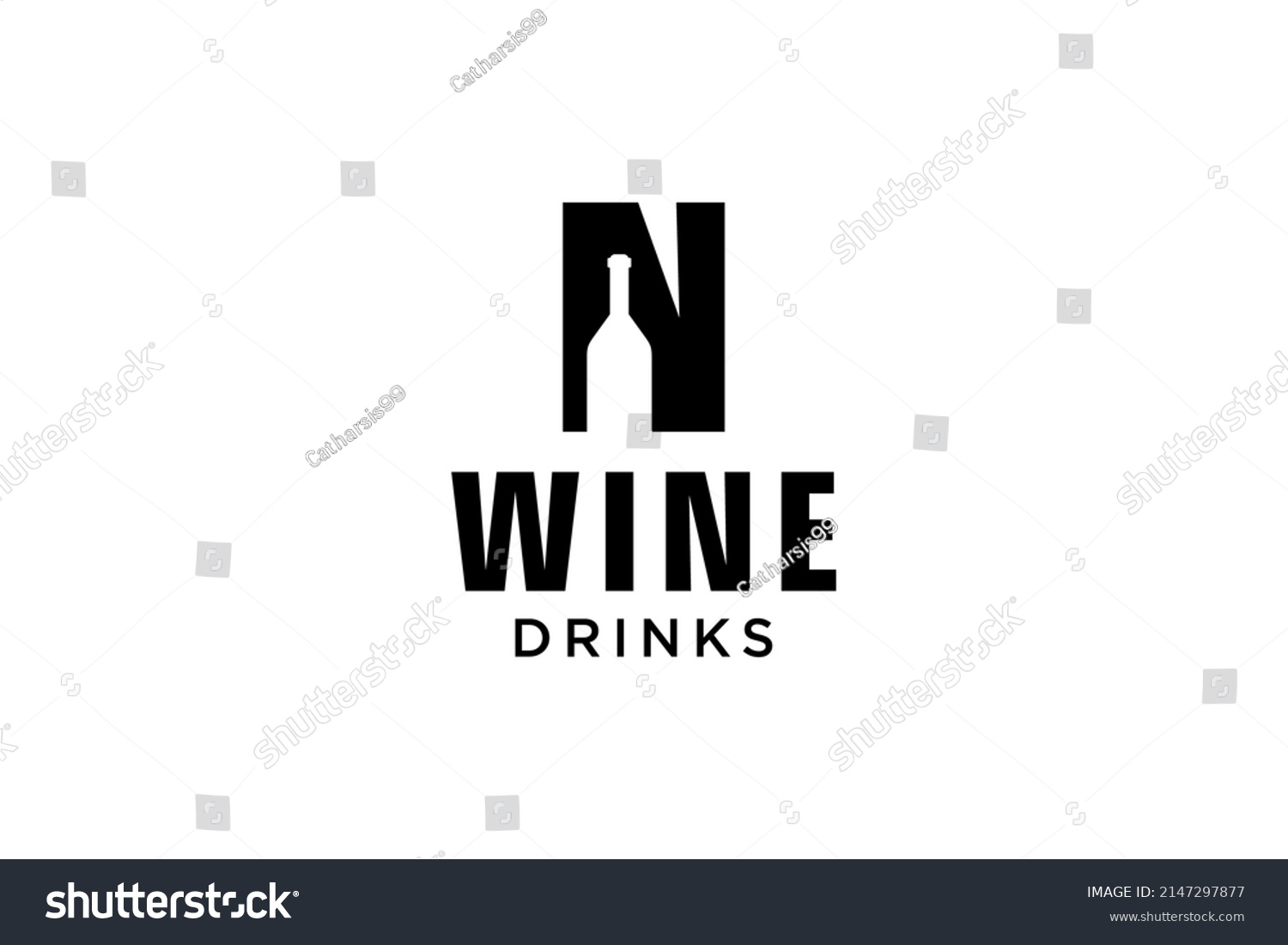 Initial Letter N Wine Bottle Logo Stock Vector (Royalty Free ...