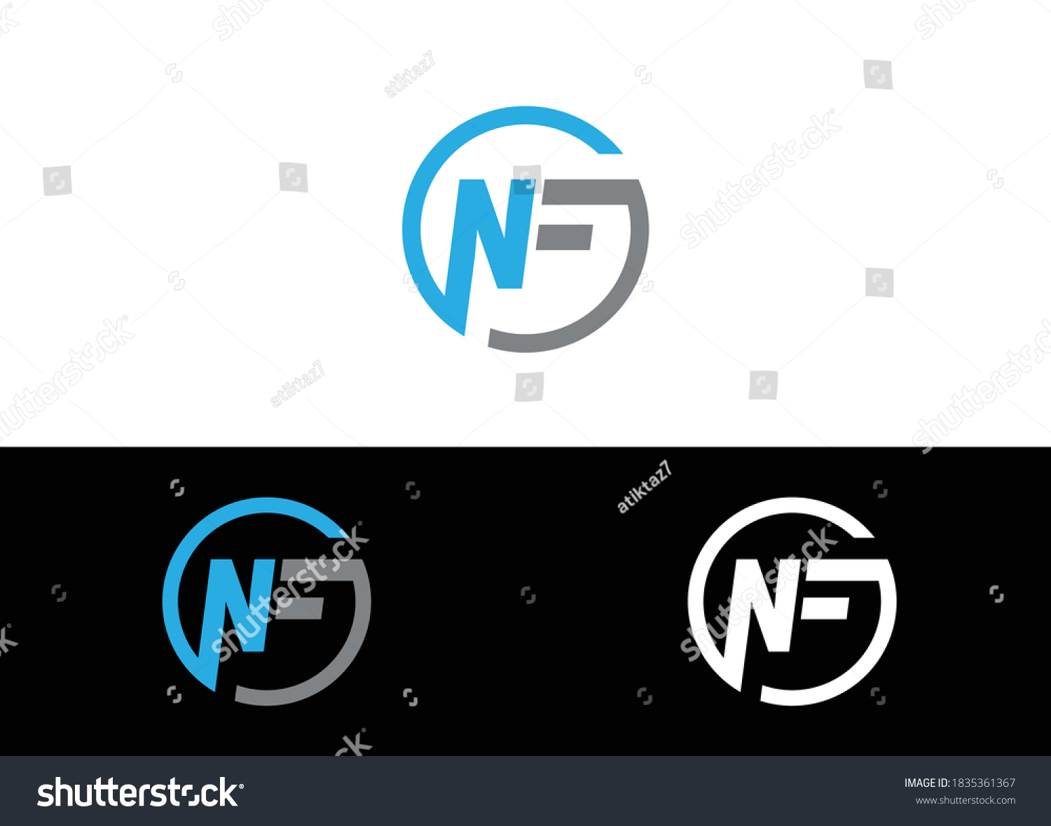 Initial Letter Nf Logo Icon Design Stock Vector (Royalty Free ...