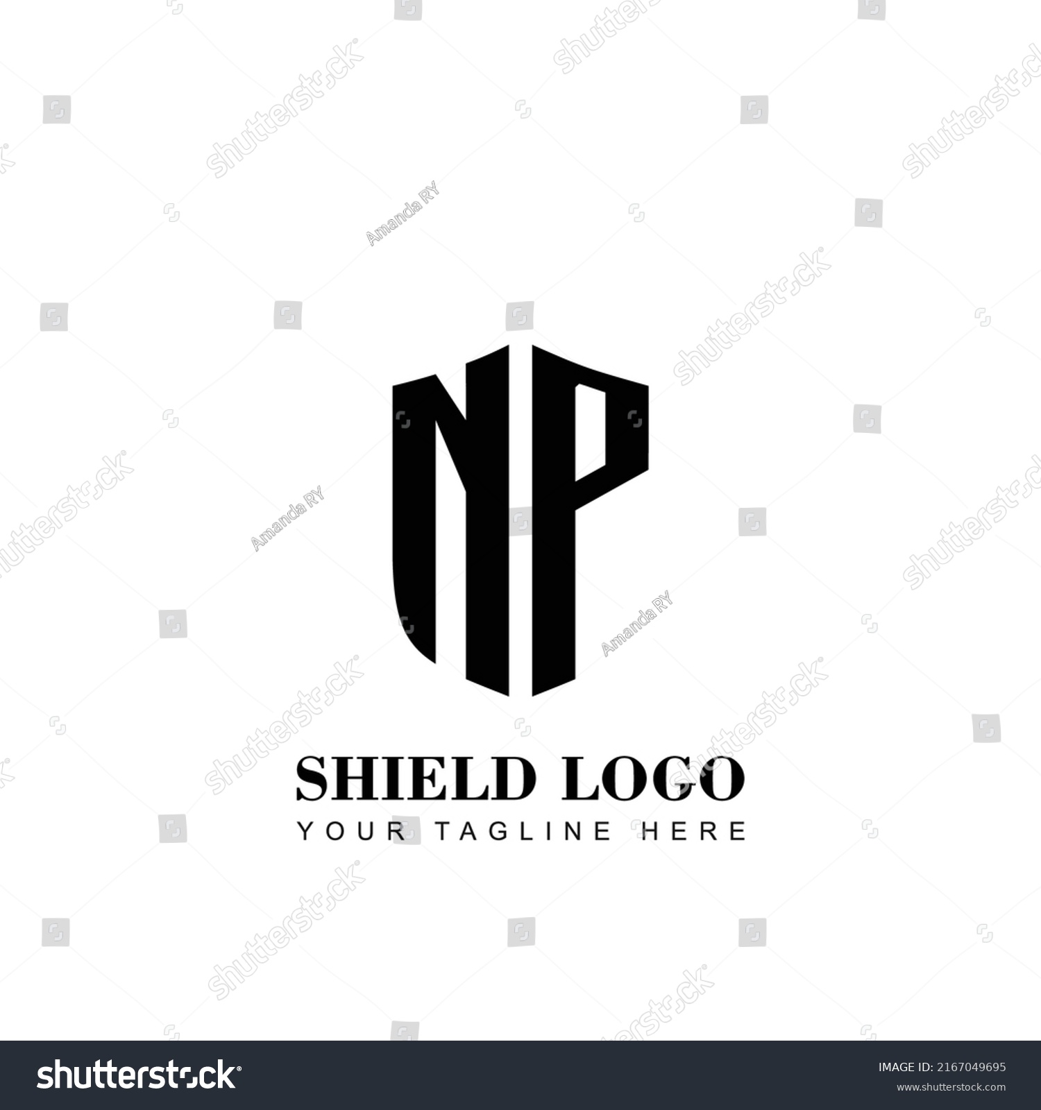 Initial Letter Np Shield Shape Logo Stock Vector (Royalty Free ...