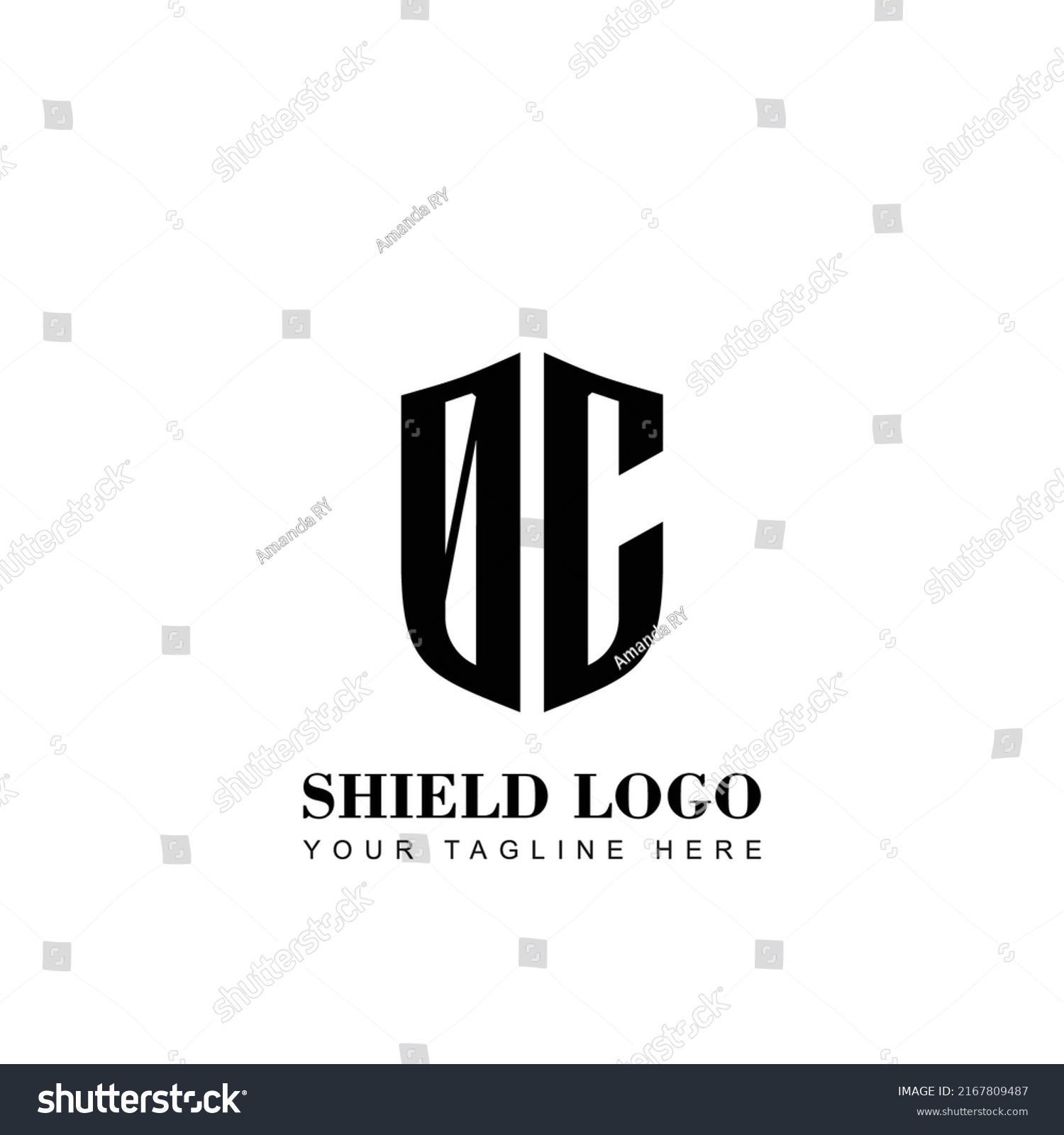 Initial Letter Oc Shield Shape Logo Stock Vector (Royalty Free ...