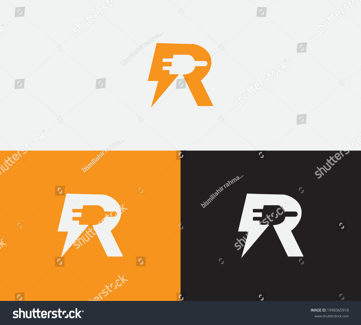 Initial Letter R Electric Logo Stock Vector (Royalty Free) 1998365918 ...